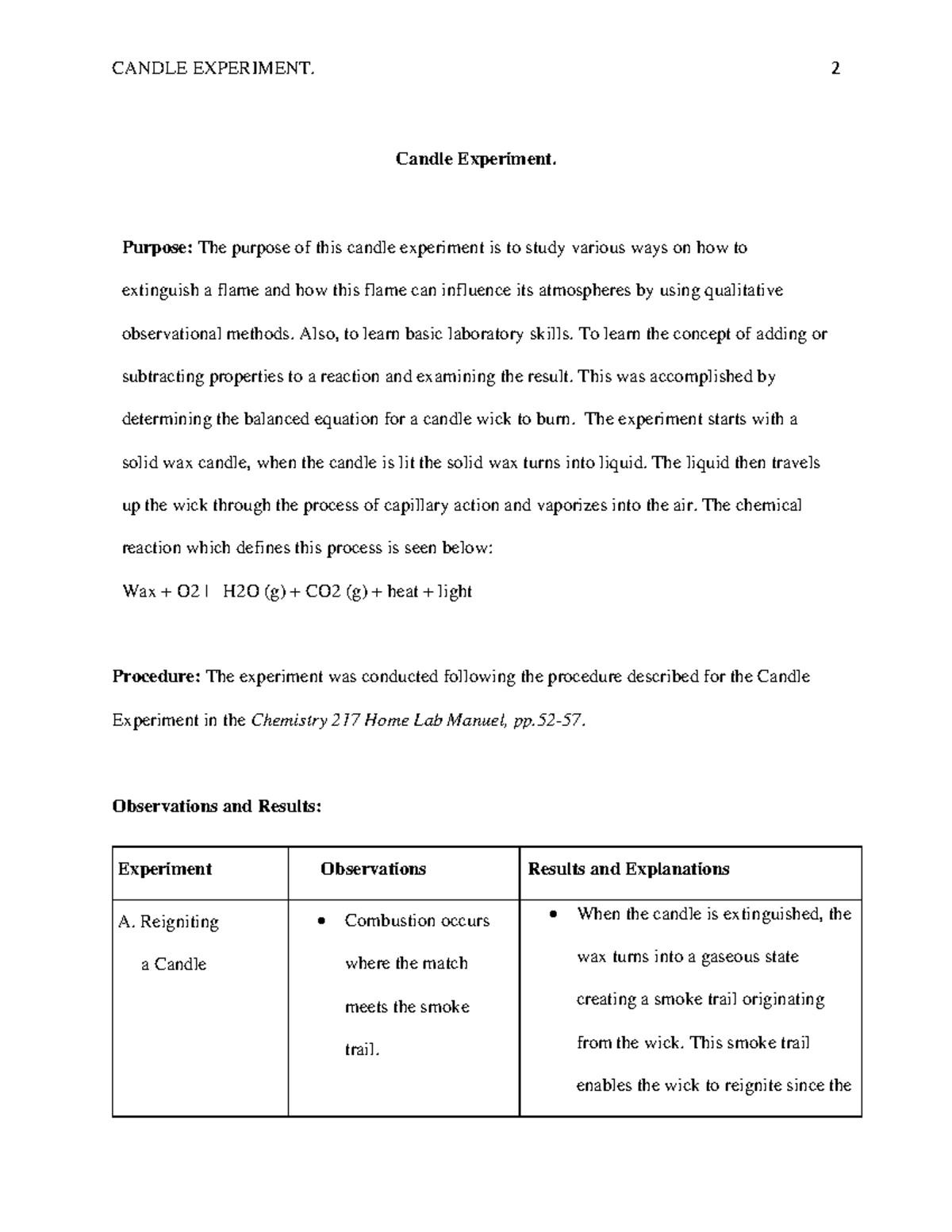 Candle Experiment FOR Studoc UPL - Candle Experiment. Purpose: The ...