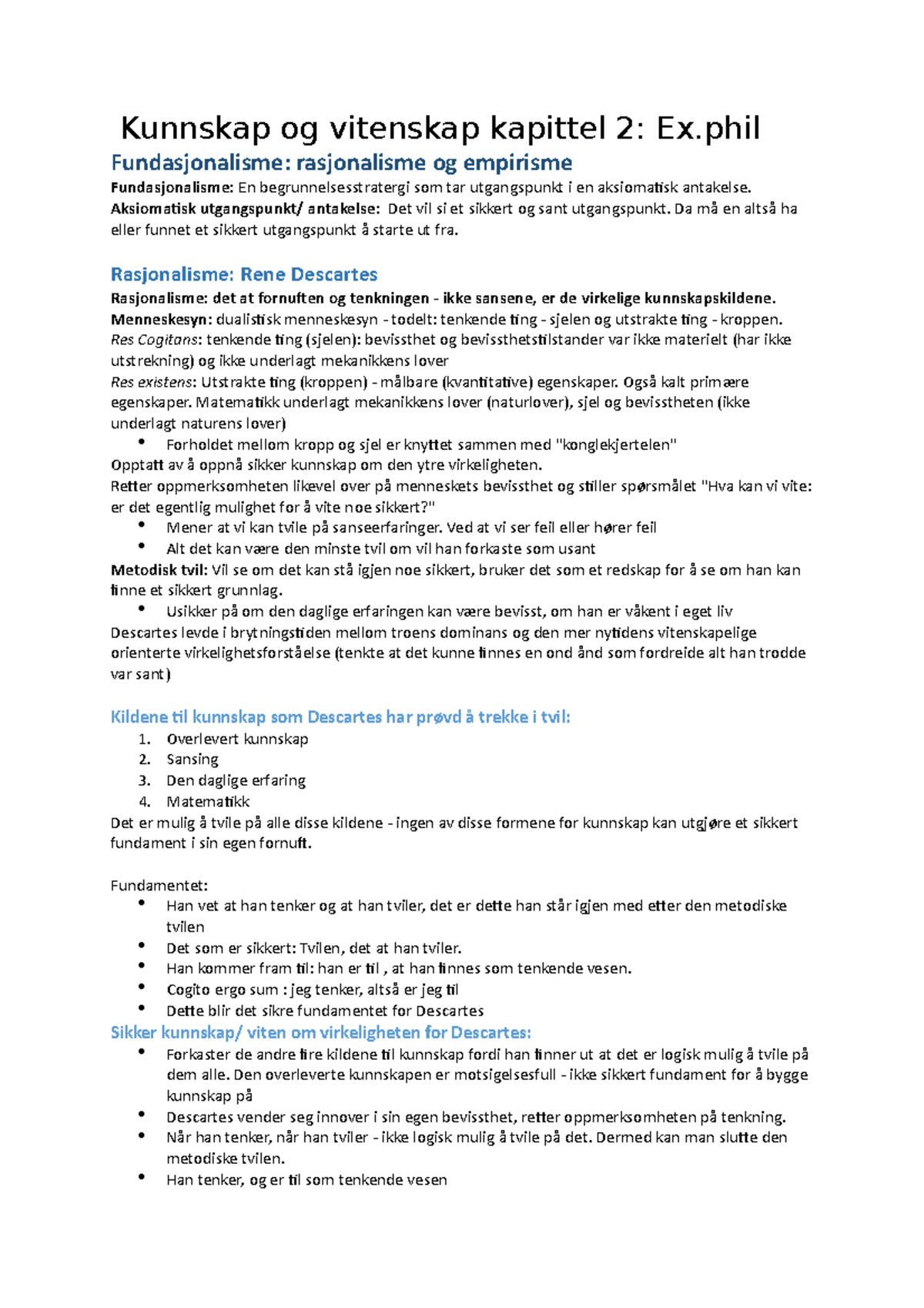 Kunnskap og vitenskap kapittel 2 Ex - Aksiomatisk utgangspunkt ...