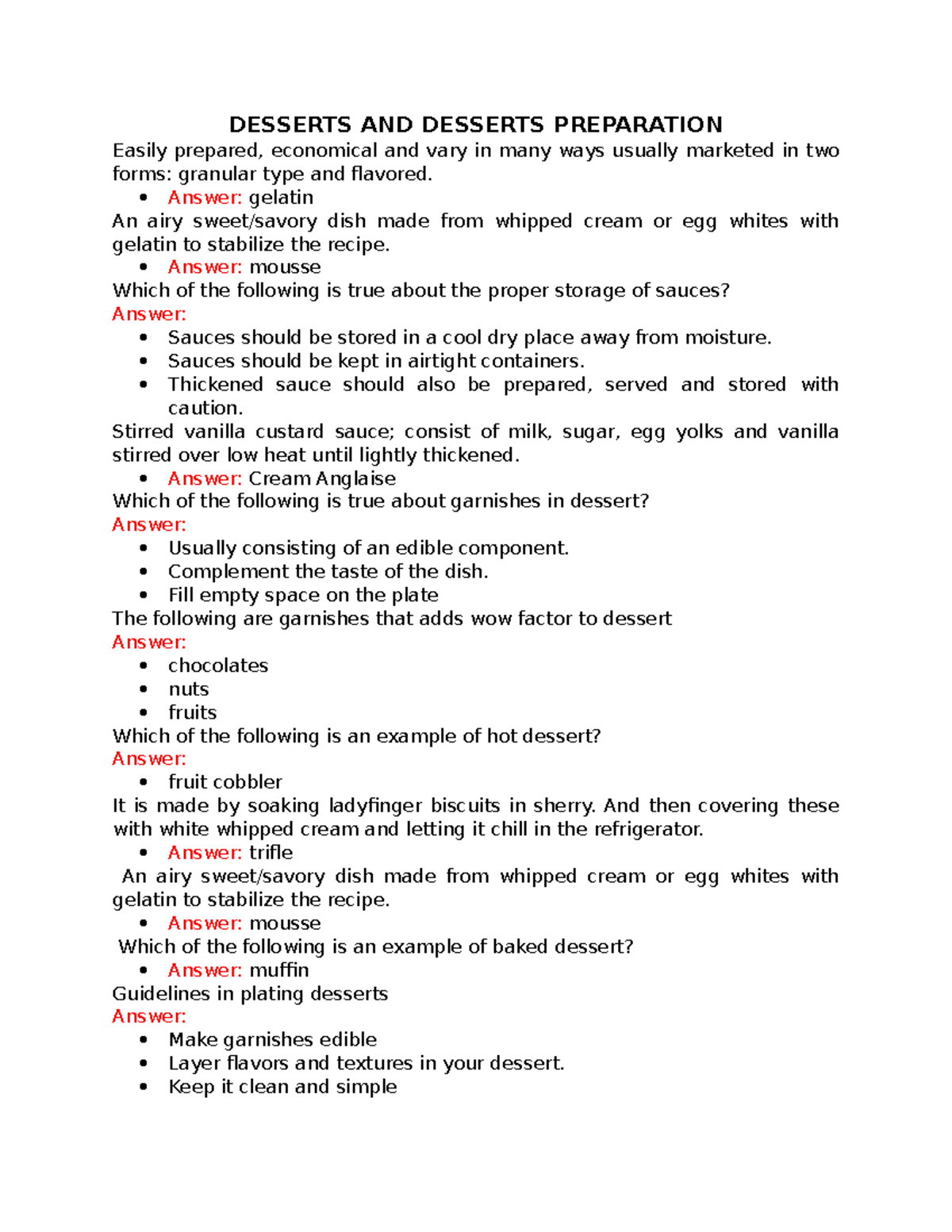 Desserts AND Desserts Preparation - DESSERTS AND DESSERTS PREPARATION ...