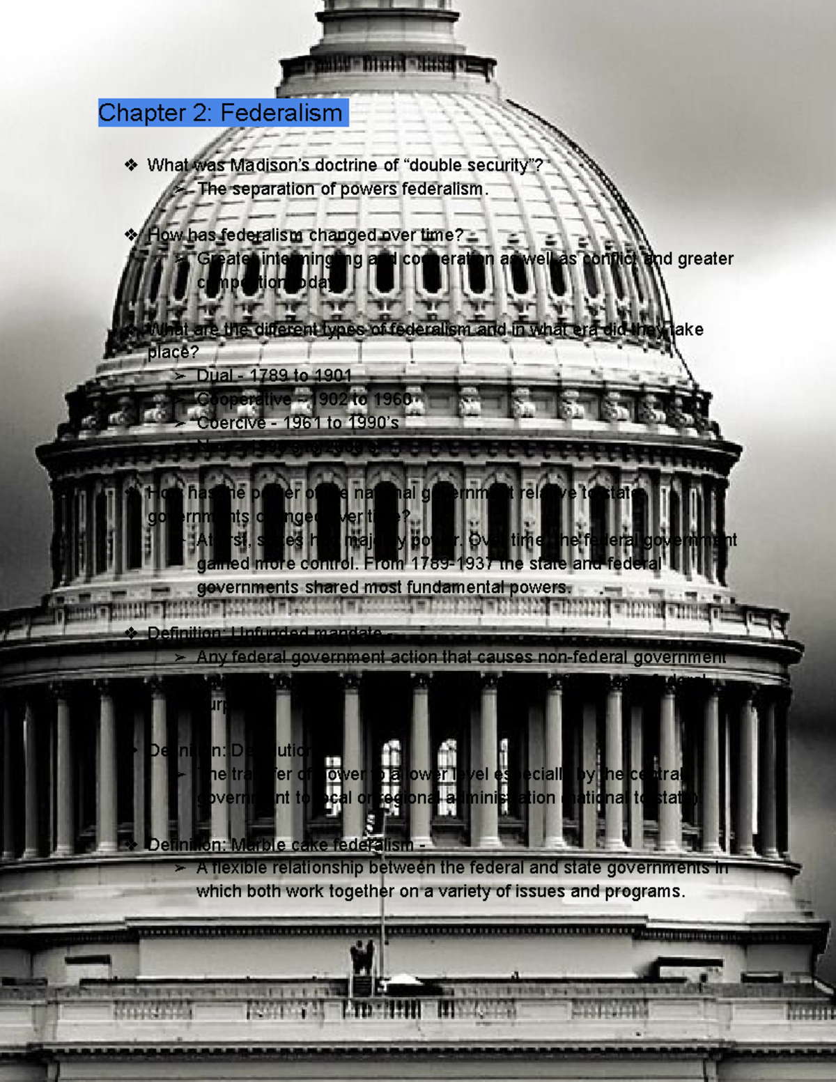 American Government - Chapter 2 study guide - Chapter 2: Federalism ...