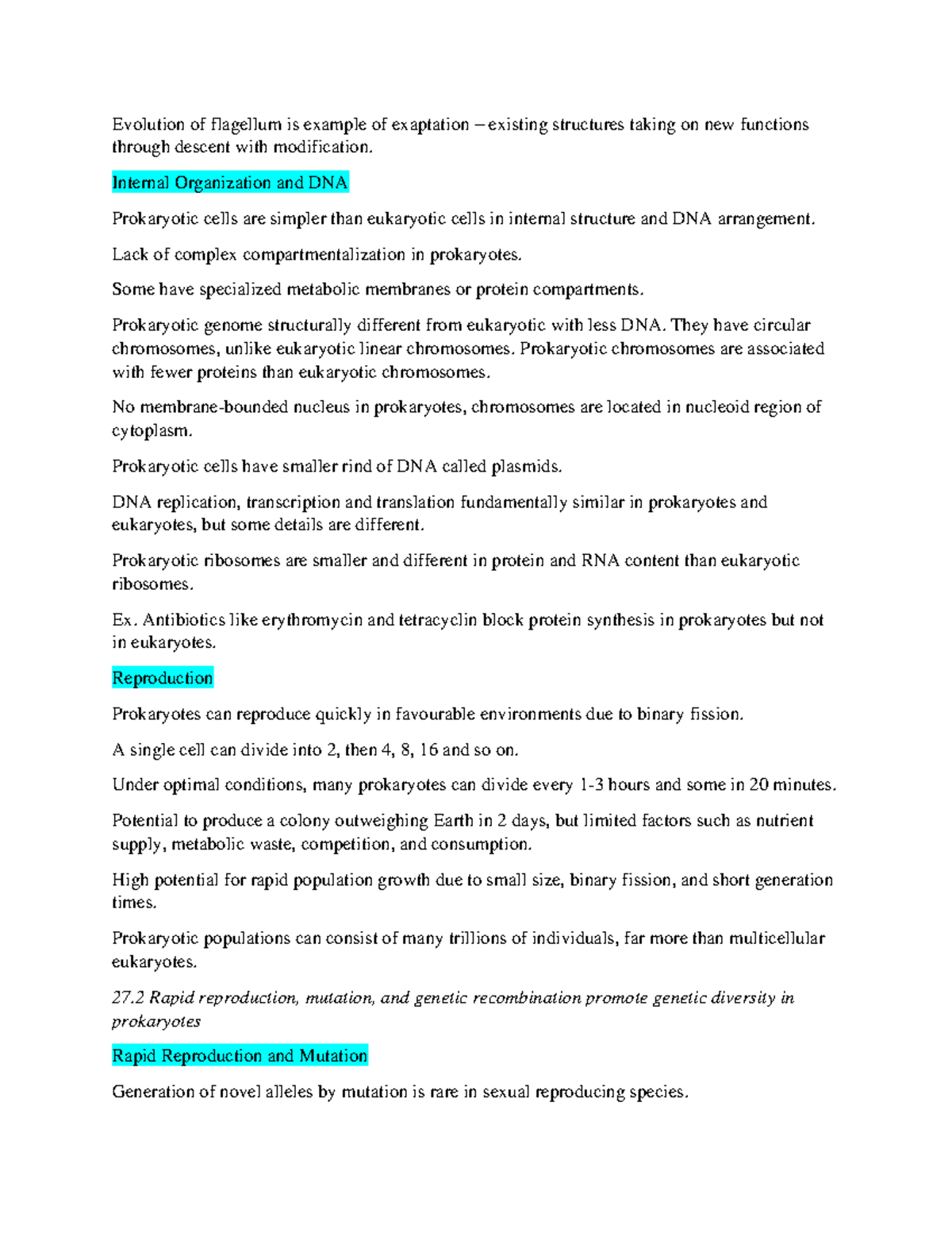 Bio chp 27 (part 2) - notes - Evolution of flagellum is example of ...