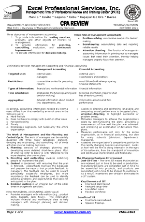 MAS 3105 Variable and Absorption Costing - MCQ - Manila * Cavite ...