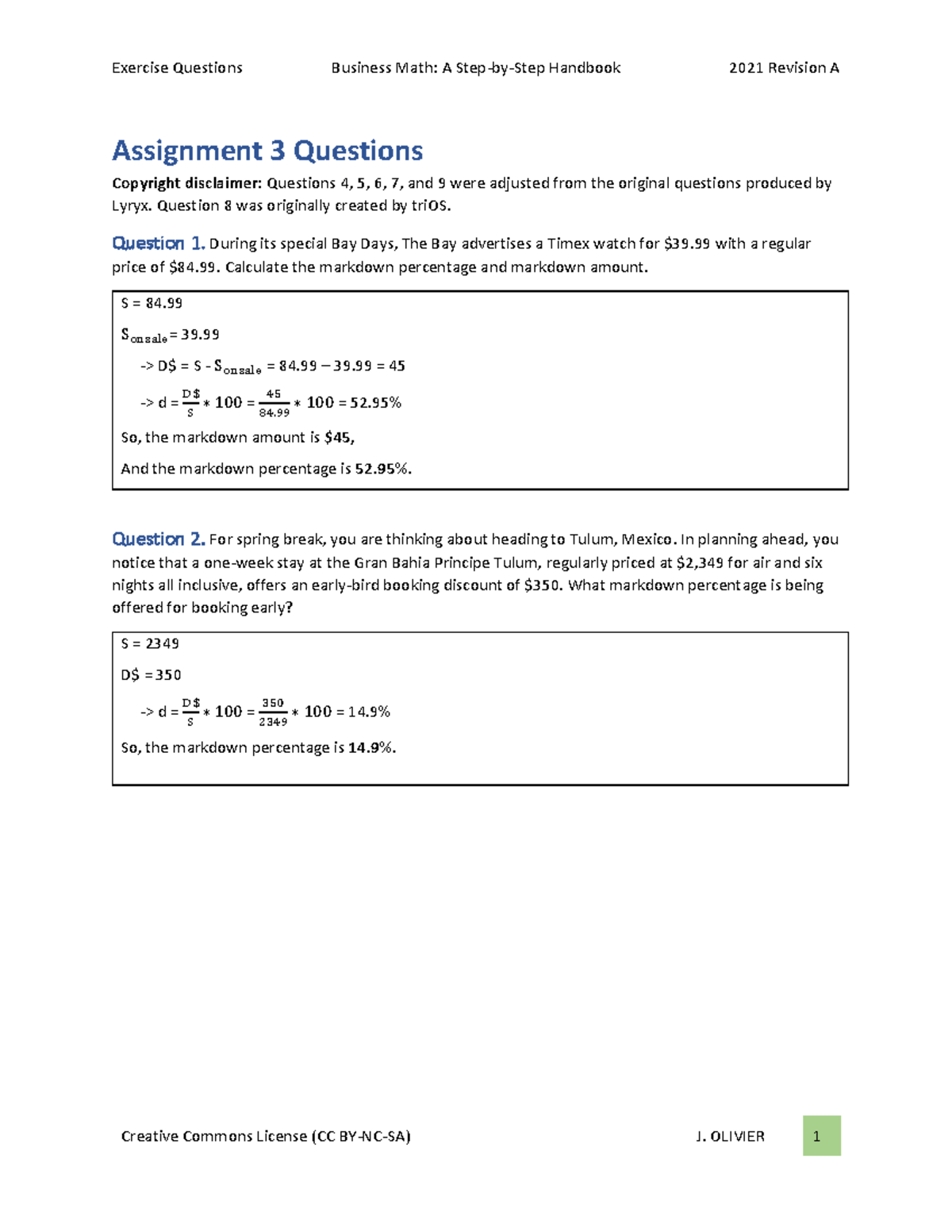 Assignment 3 Answer - Assignment 3 Questions Copyright disclaimer: Questions 4, 5, 6, 7, and 9 ...