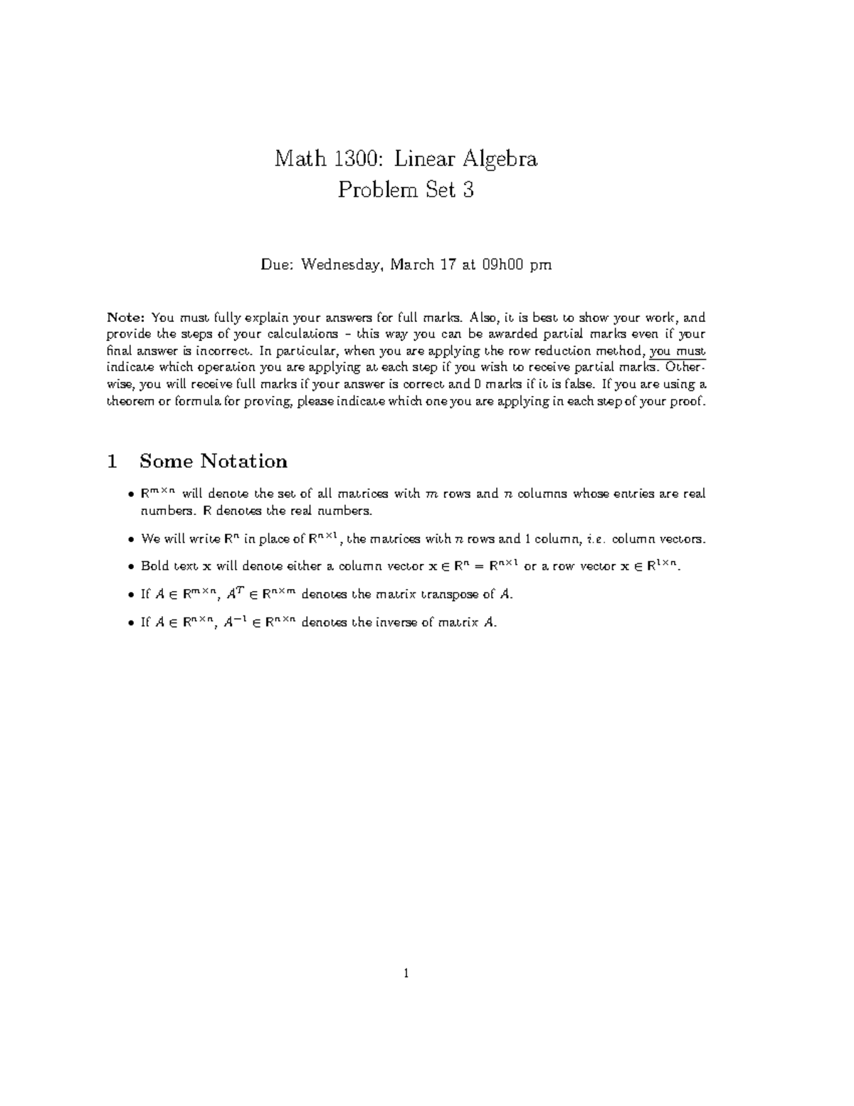 PS3 - Problem worksheet 3 - Math 1300: Linear Algebra Problem Set 3 Due ...