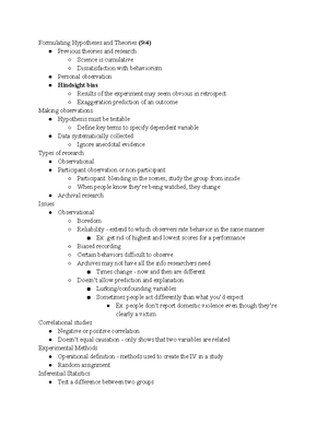 Class Notes Unit 3 - 10/23 Do attitudes predict behavior? Cognitive ...