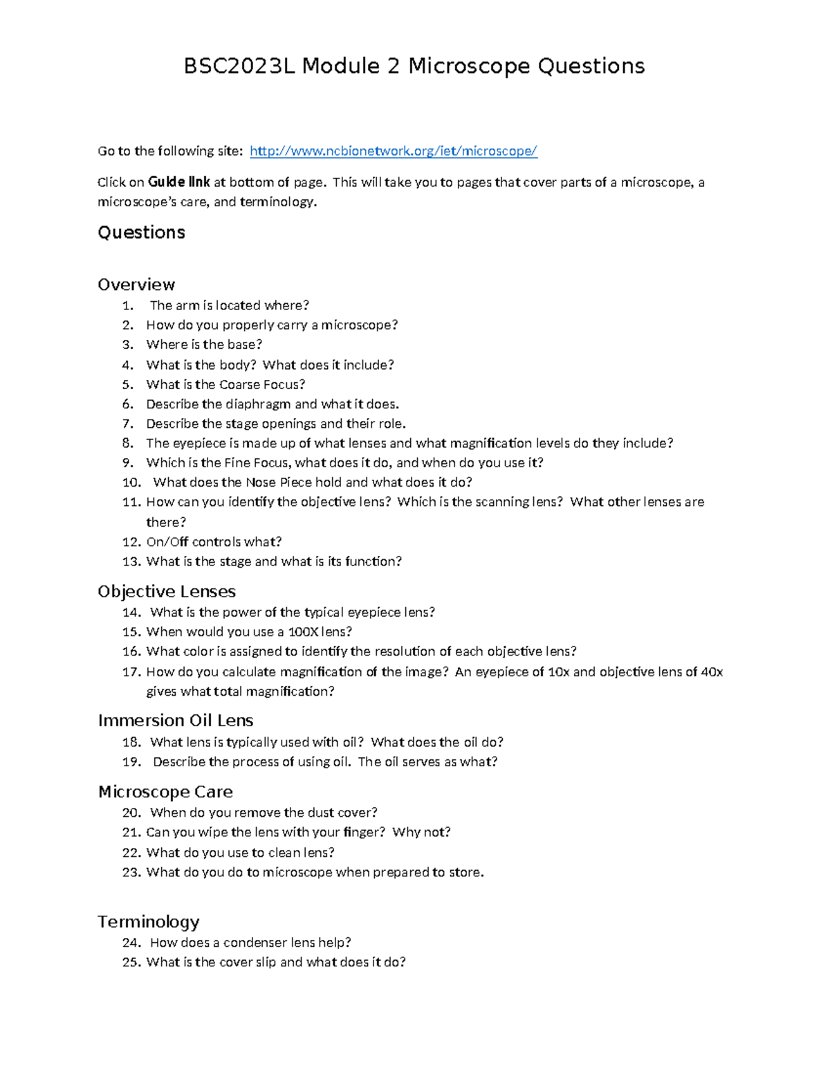 BSC2023L Module 2 microscope questions - This will take you to pages ...