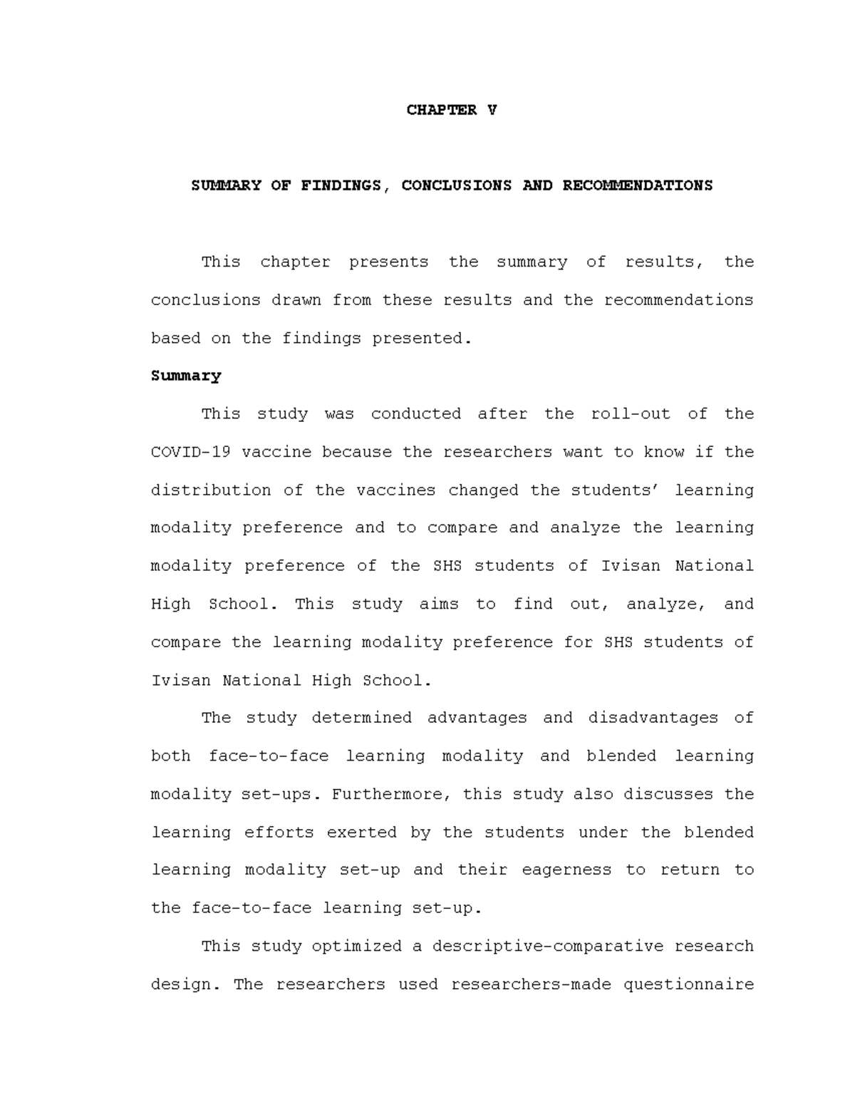 Chapter 5 - The conclusion and synthesis of the research. - CHAPTER V ...