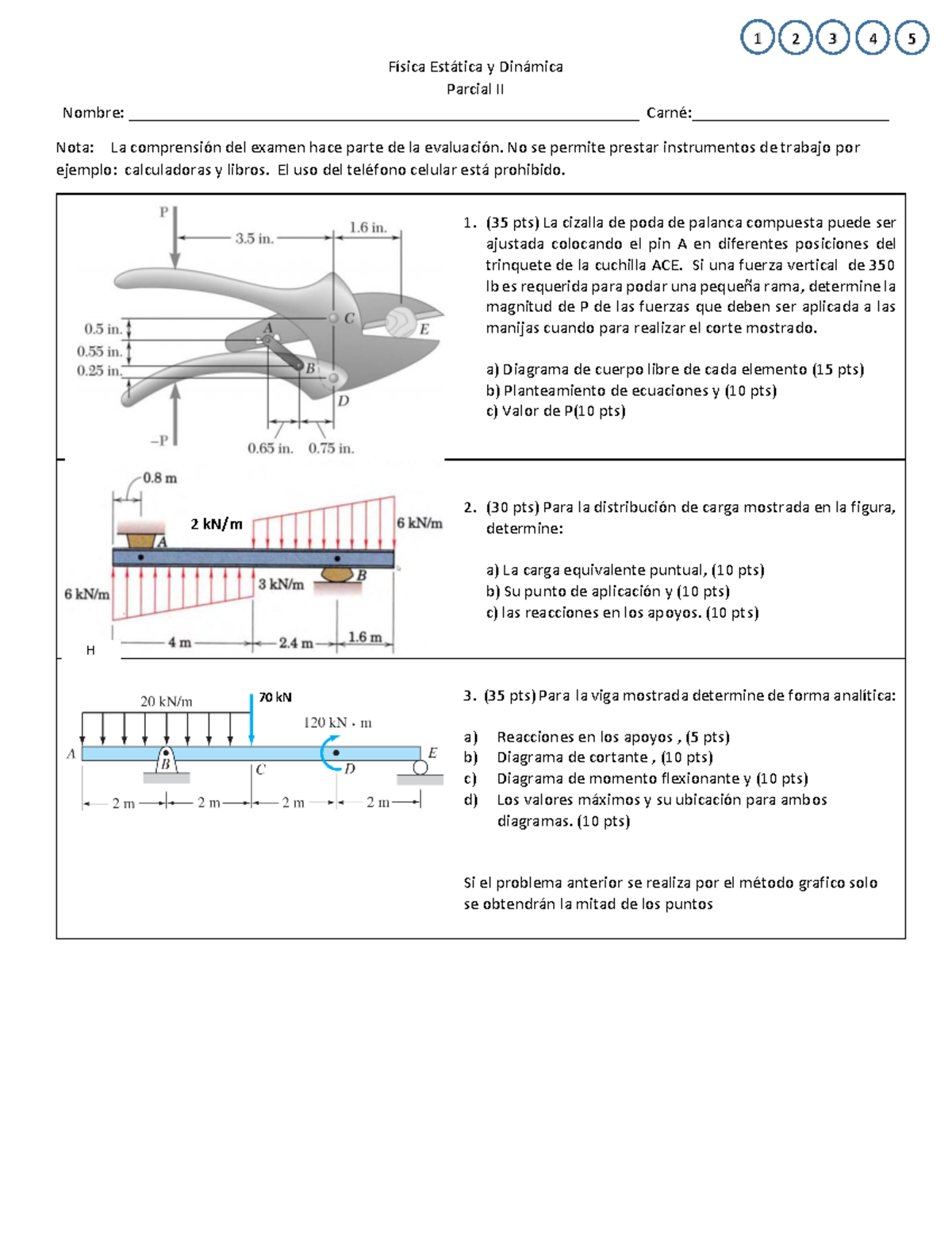 parcial estatica - Warning: TT: undefined function: 32 Física Estática y Dinámica Parcial II ...