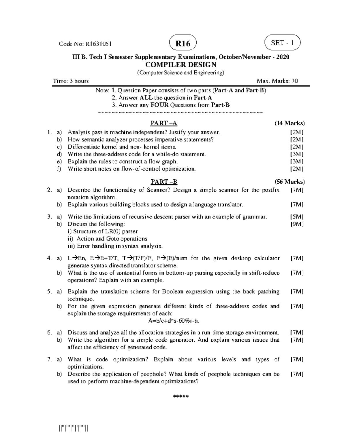 Compiler Design Oct-Nov 2020 - ||''|'''|''|'|''''|| III B. Tech I ...