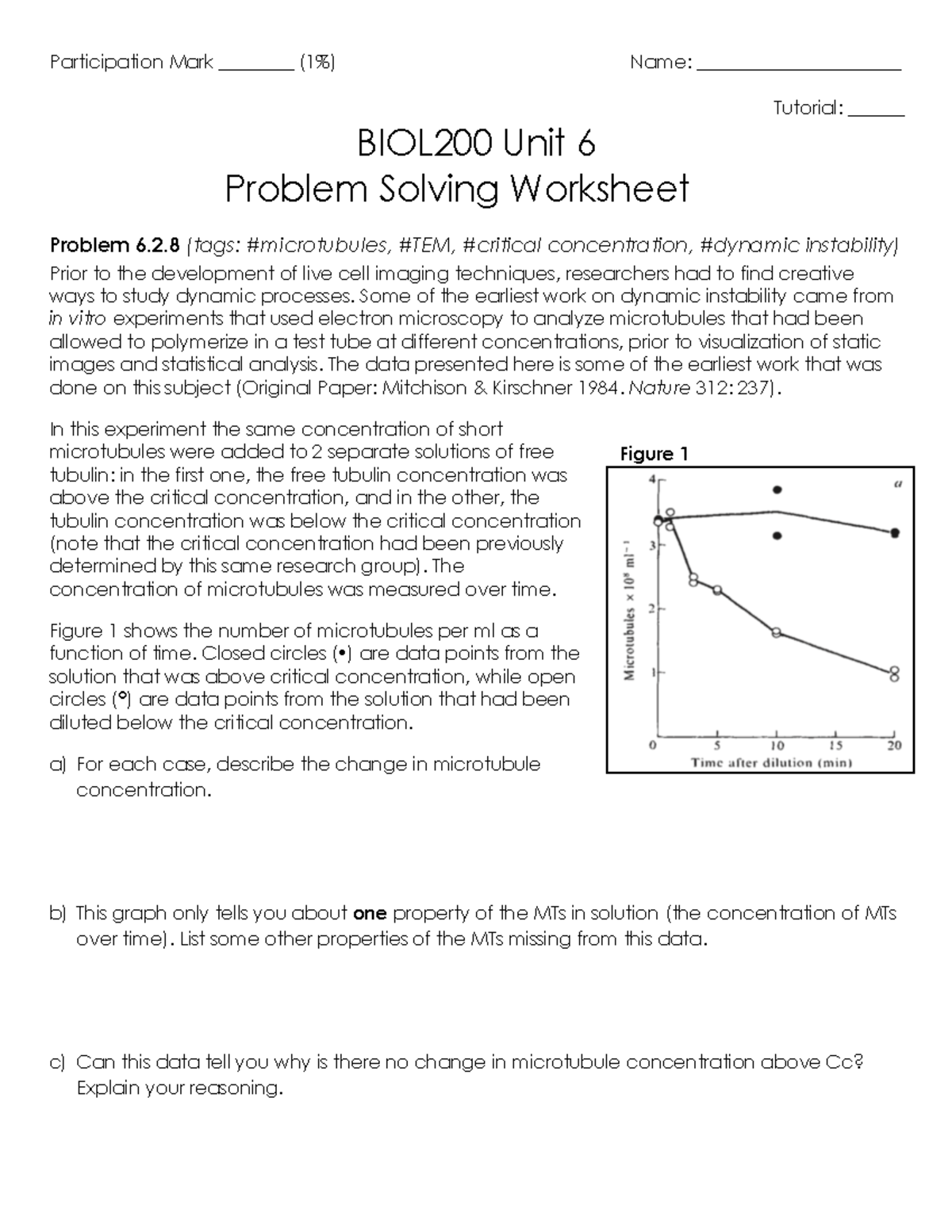 Tutorial 9 worksheet - Participation Mark ________ (1%) Name ...