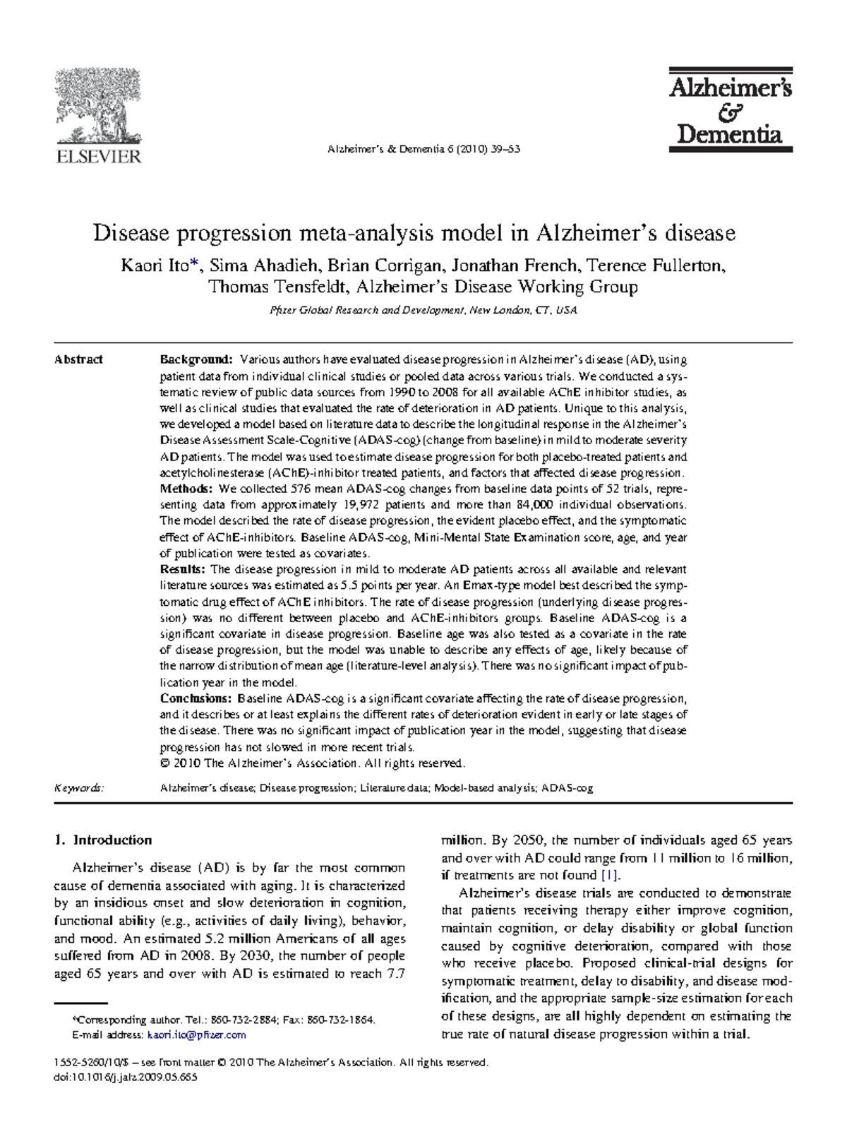 Alzheimer s Dementia - 2009 - Ito - Disease progression meta%E2%80 ...