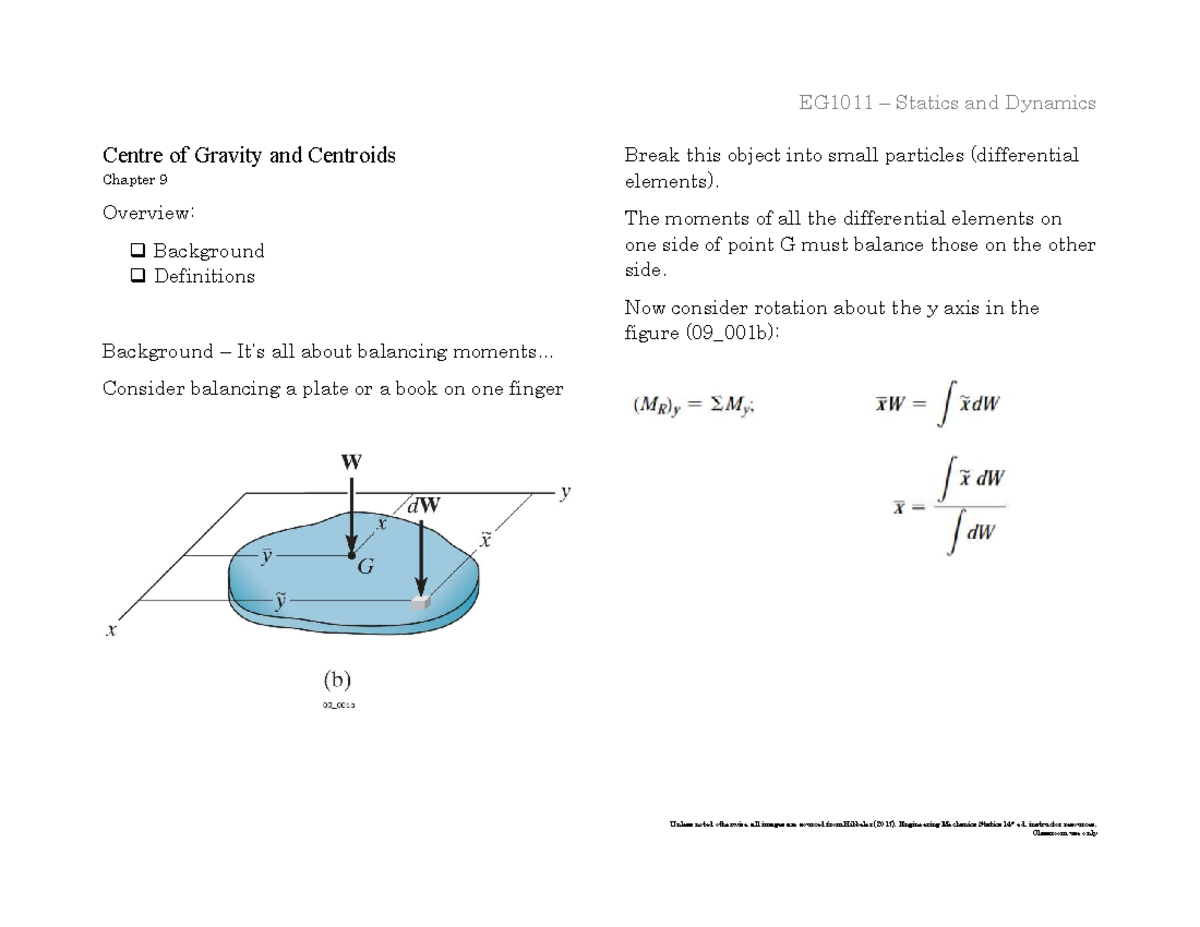 Lecture 16 - Centroids and Centre of Gravity - EG1011 – Statics and ...