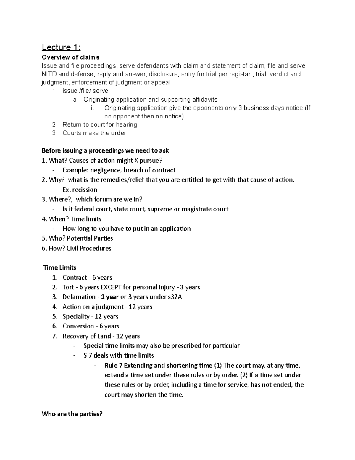 CDR Final Exam Prep - Lecture - Lecture 1: Overview of claims Issue and ...