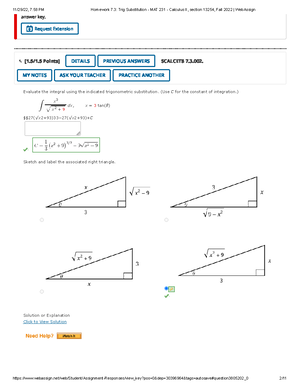Homework 6.2 Volumes - MAT 231 - Calculus II, section 13254, Fall 2022 ...