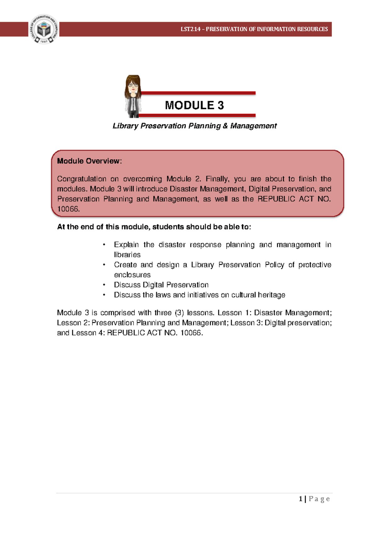 Module 3 Library preservation planning and management - MODULE 3 ...