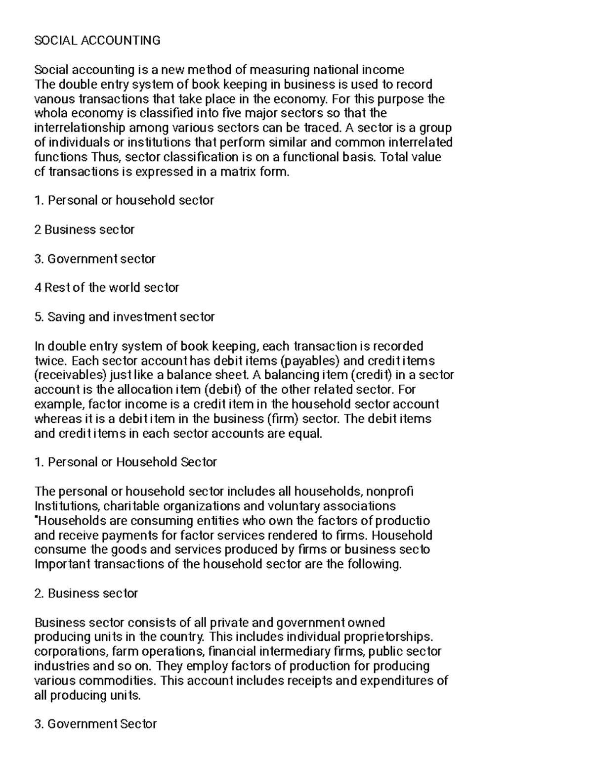 Social Accounting - Lecture notes 6th semester - Money & Financial ...