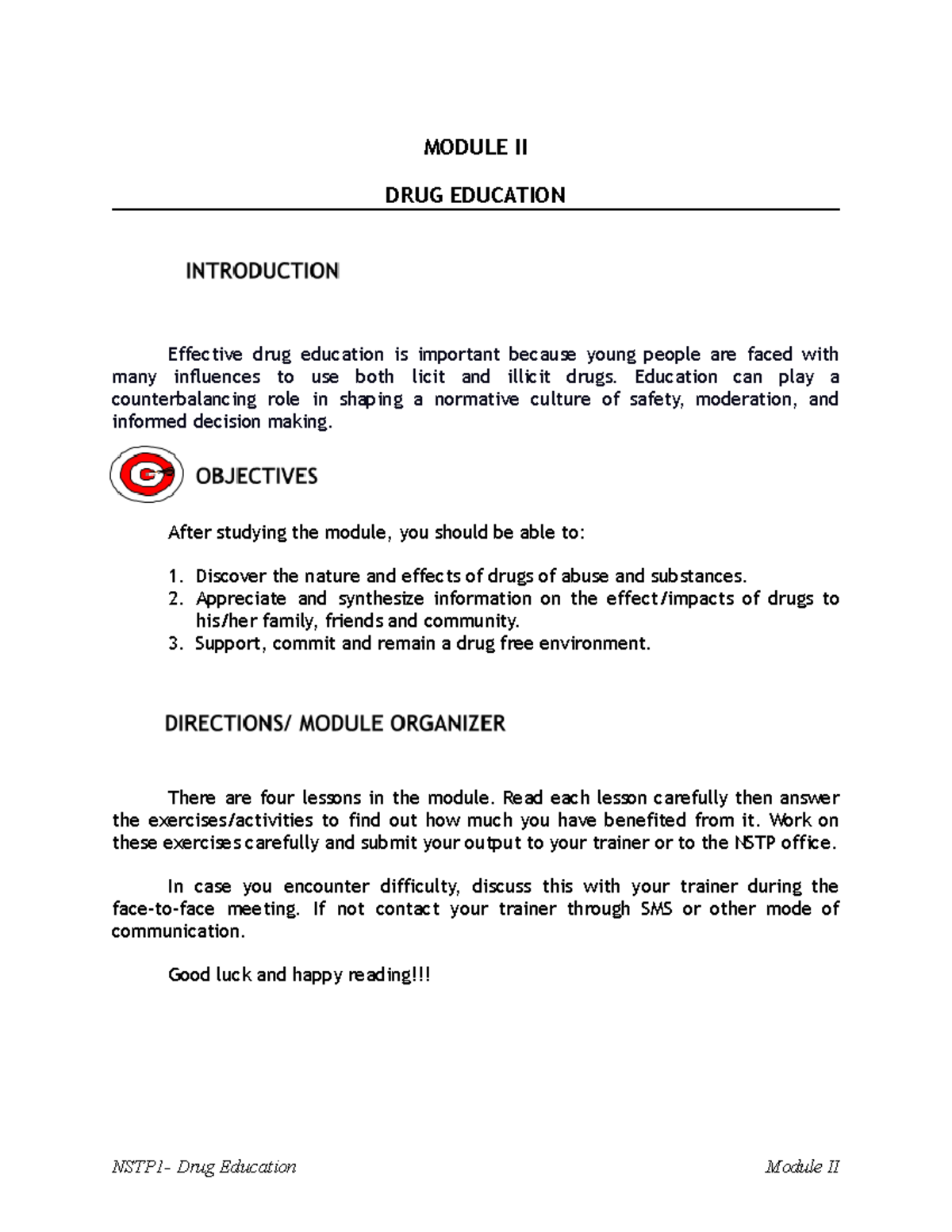 NSTP-1- Module-2-Drug-Education.docx - MODULE II DRUG EDUCATION ...