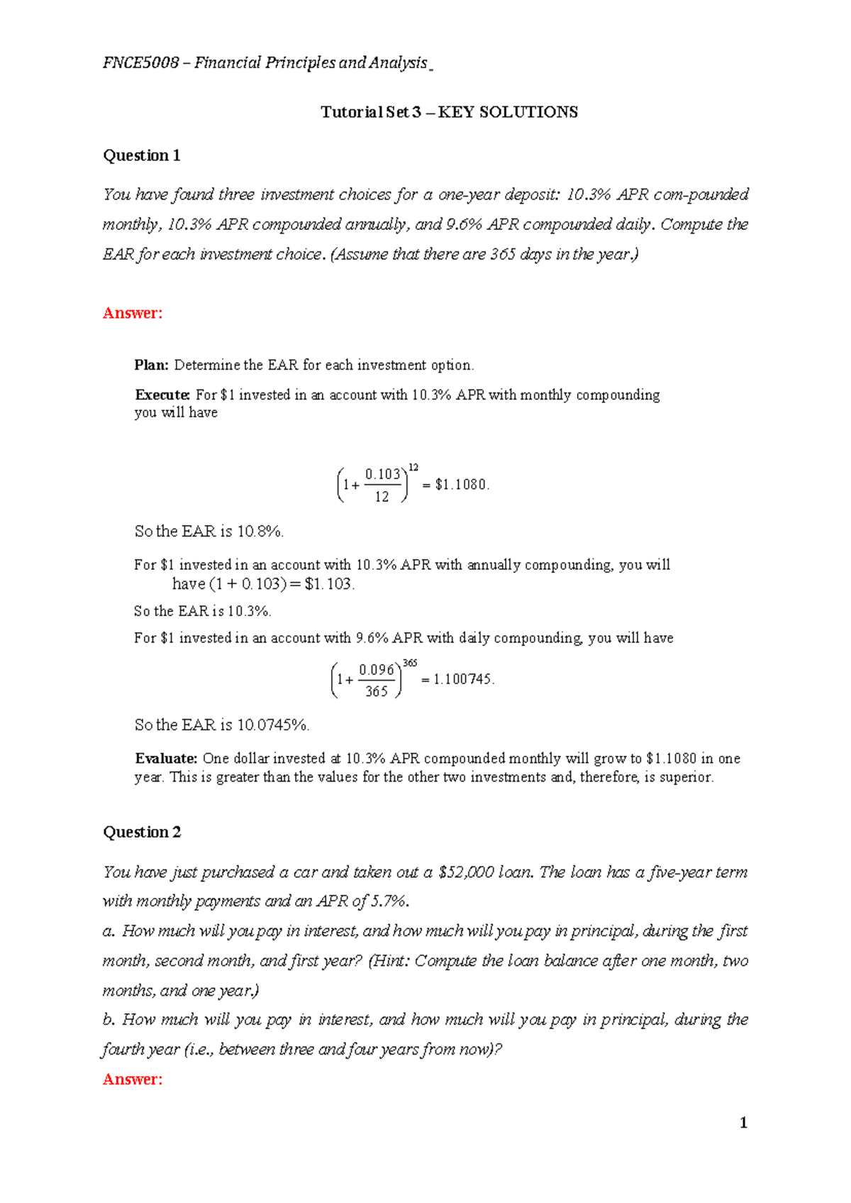 Tutorial Set 3 - Key Solutions r - Tutorial Set 3 – KEY SOLUTIONS Question 1 You have found ...