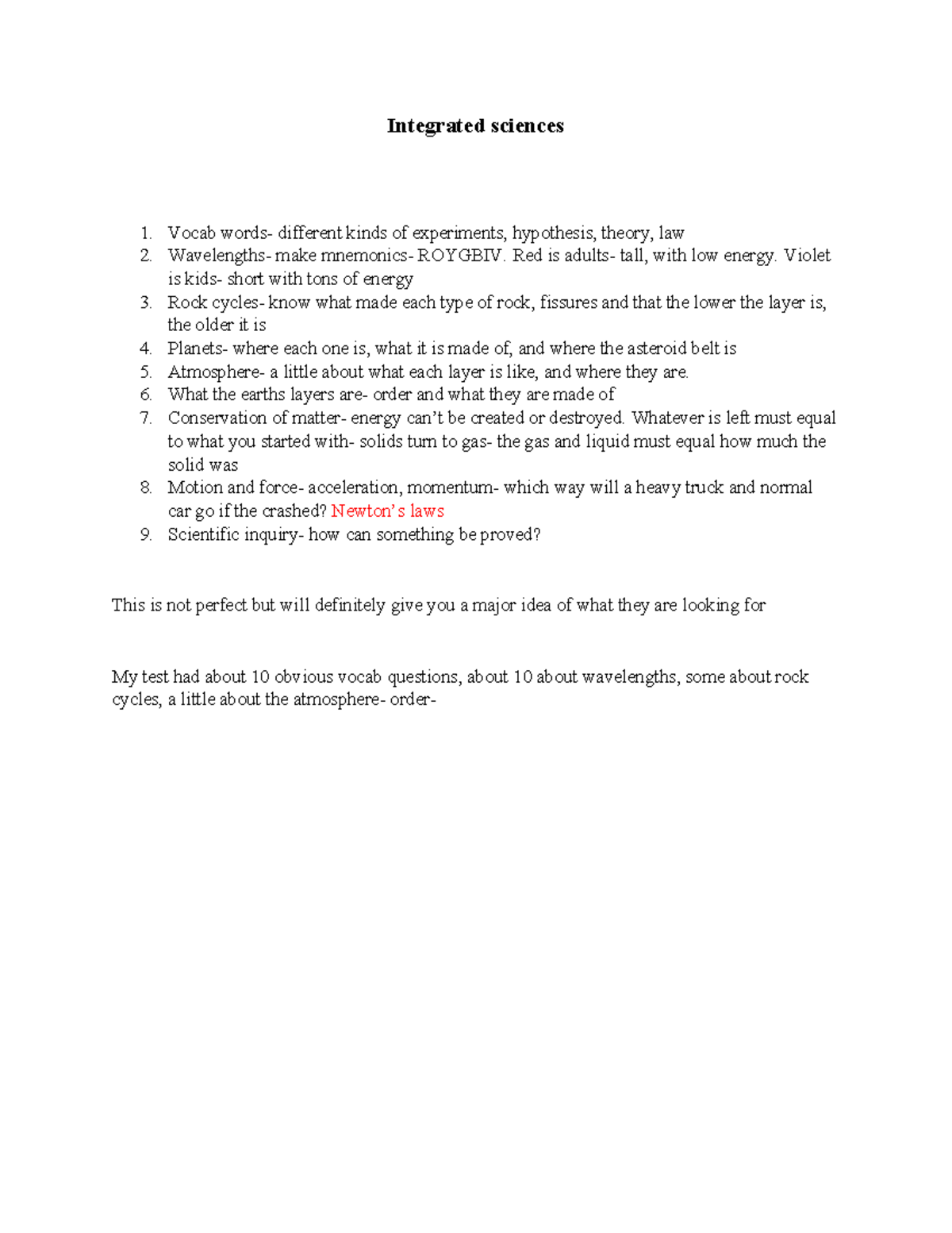 Integrated sciences help - Integrated sciences Vocab words- different ...