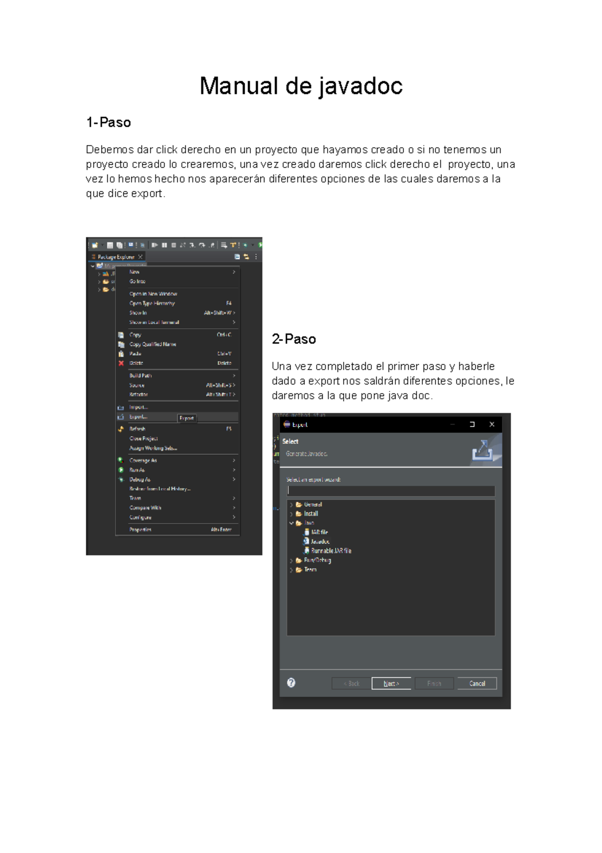 Tejedor Diez Sergio Manual de javadoc - Manual de javadoc 1-Paso ...