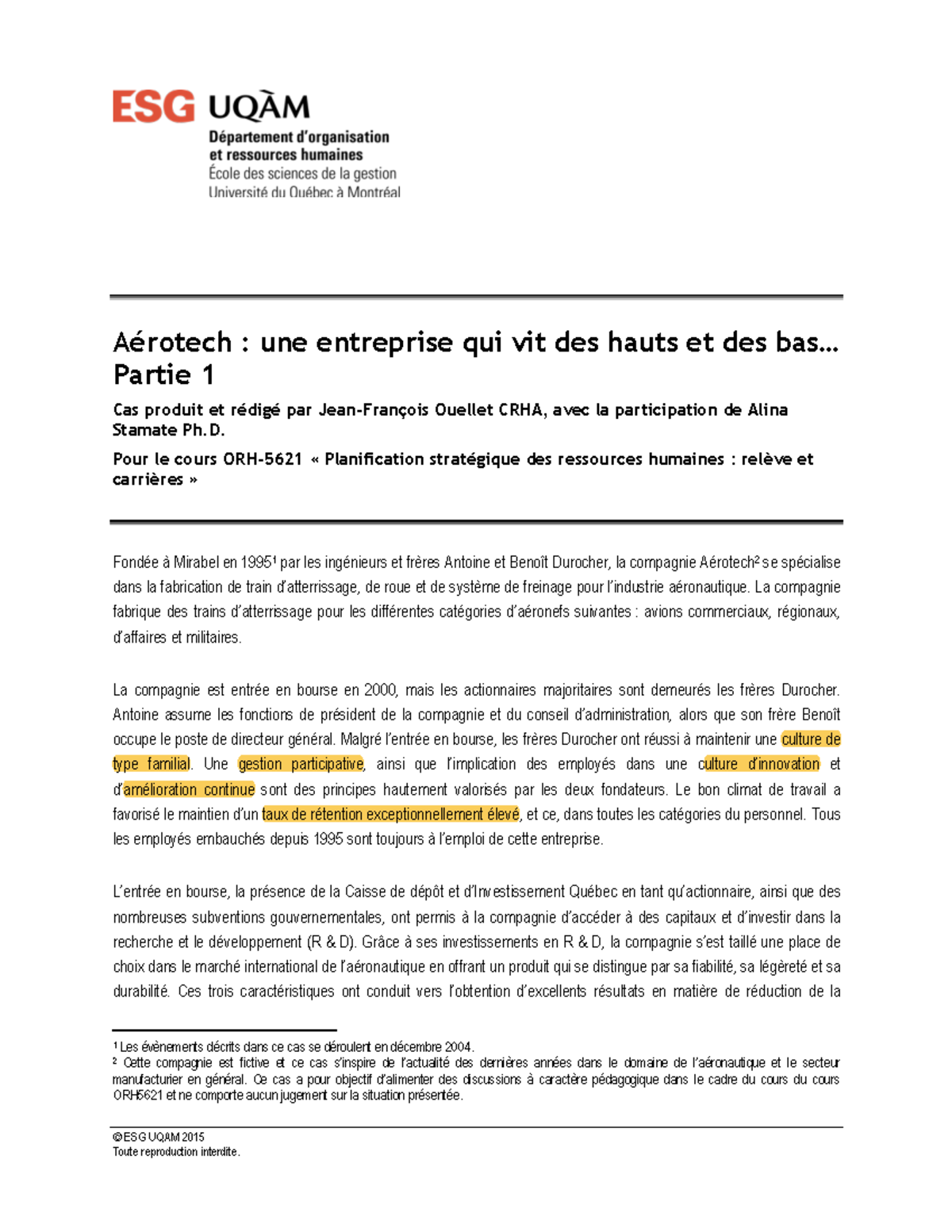 CAS- Aerotech- Partie-1 - copie - © ESG UQAM 2015 Toute reproduction ...