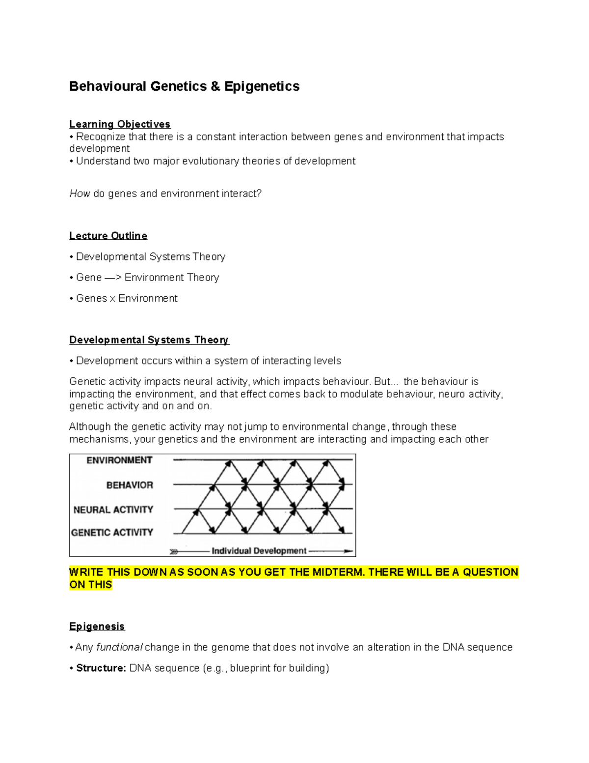 3 Epigenetics Notes - Behavioural Genetics & Epigenetics Learning ...