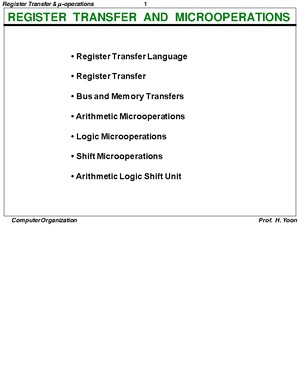 Computer architecture - Chapter 7 Memory - Registers Instruction Sets CPU Components General ...