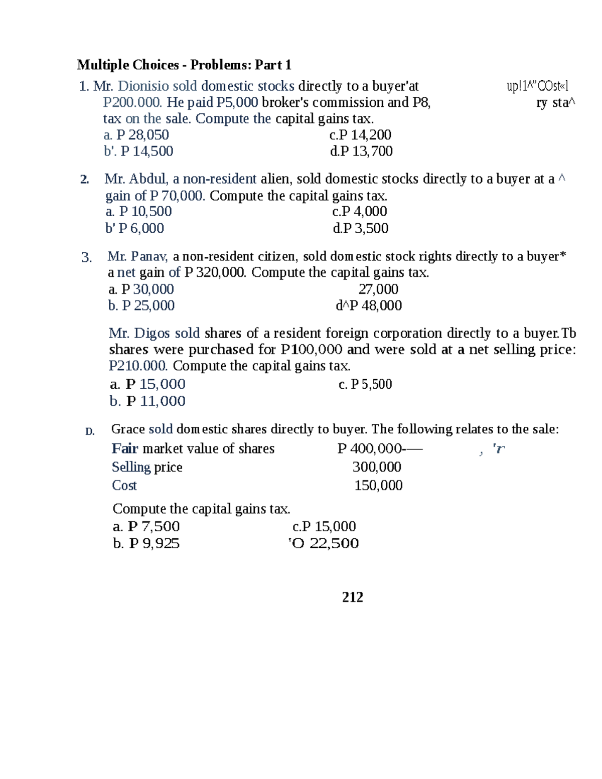 Problem solving - Income tax - Multiple Choices - Problems: Part 1 Mr ...
