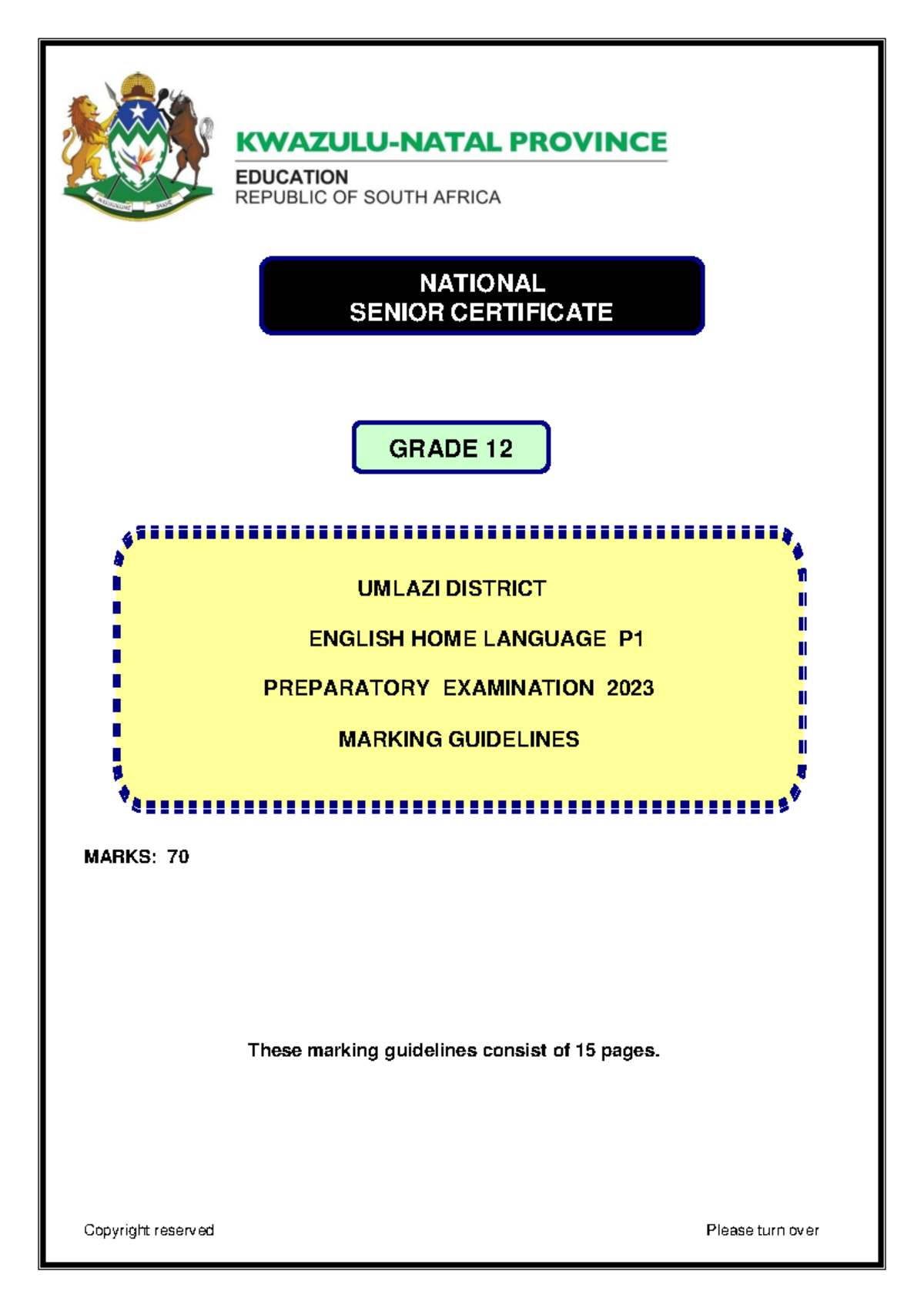 Umlazi English HL Paper 1 Grade 12 MG Trial 2023 Final - MARKS: 70 ...