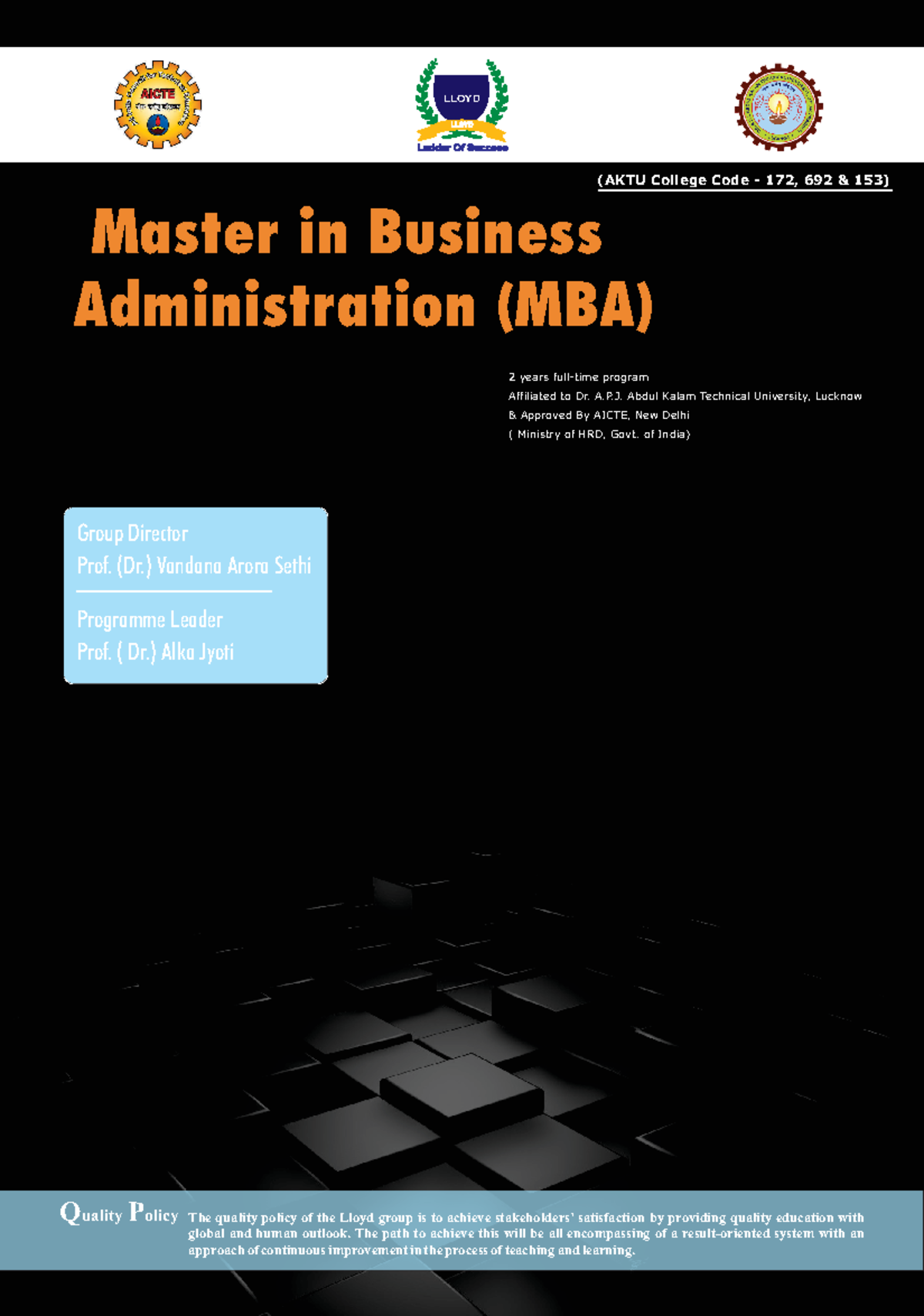 Mba-brochure-2022 - Course - The quality policy of the Lloyd group is ...