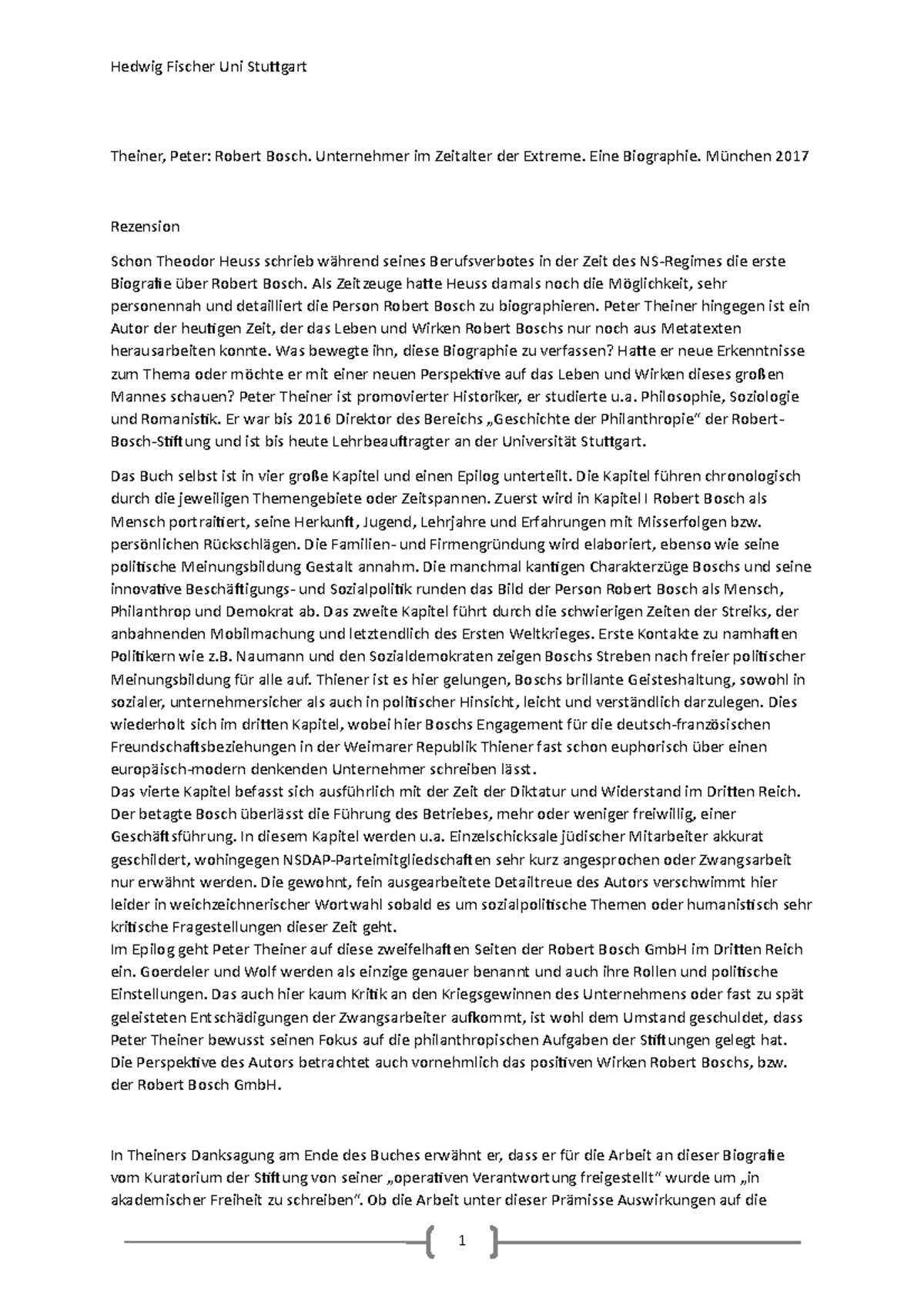 Rezension Robert Bosch Biographie ohne Kopf - Hedwig Fischer Uni ...