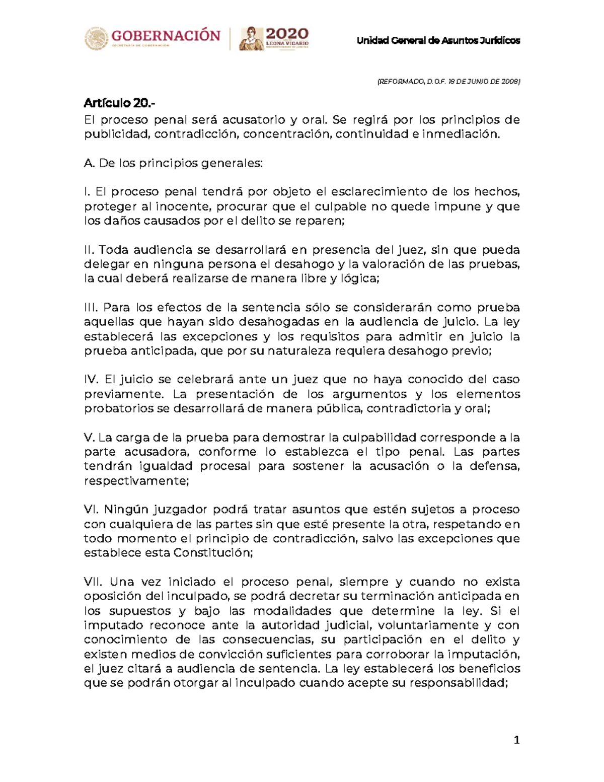Artículo 20 - derecho penal - (REFORMADO, D.O. 18 DE JUNIO DE 2008 ...