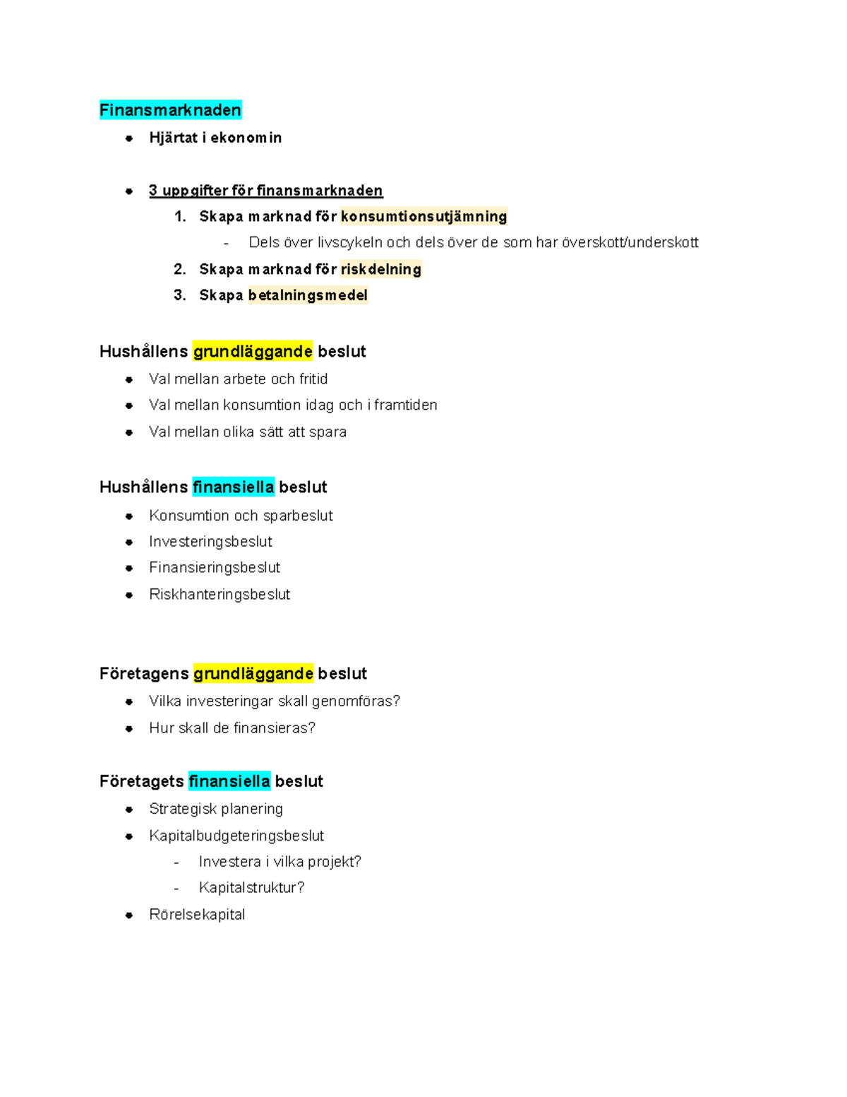 Finansiell ekonomi - finansiella system, marknader, tillgångar och ...