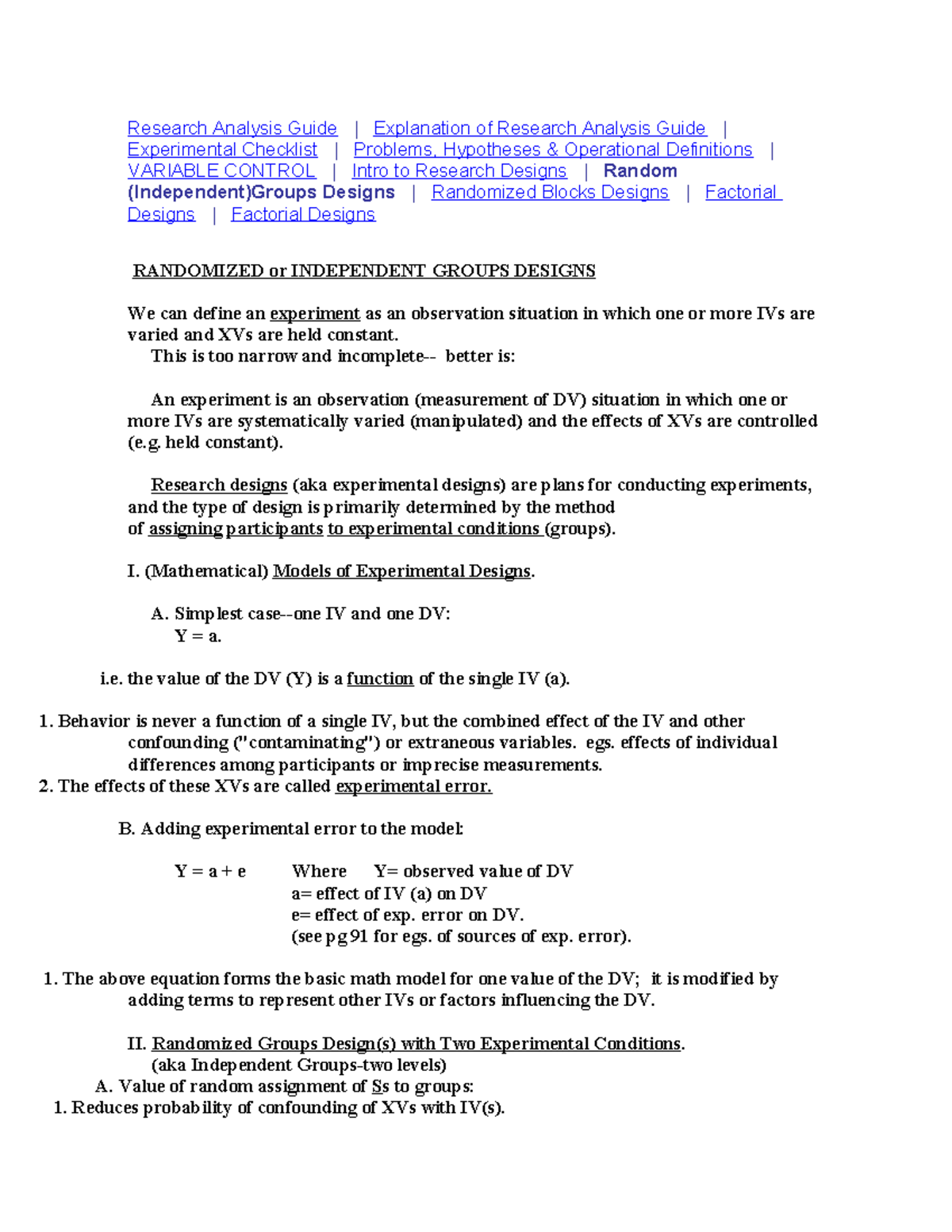 Randm Dsgn 1 - Experimental design - Research Analysis Guide ...