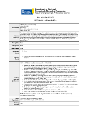 BME100 2024 Course Outline - Course Outline (W202 4 ) BME 100 ...