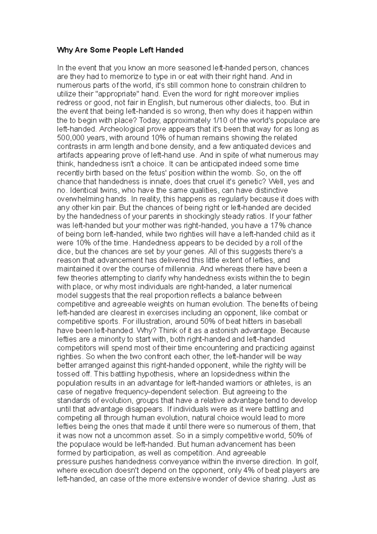 Why Are Some People Left Handed - And in numerous parts of the world ...