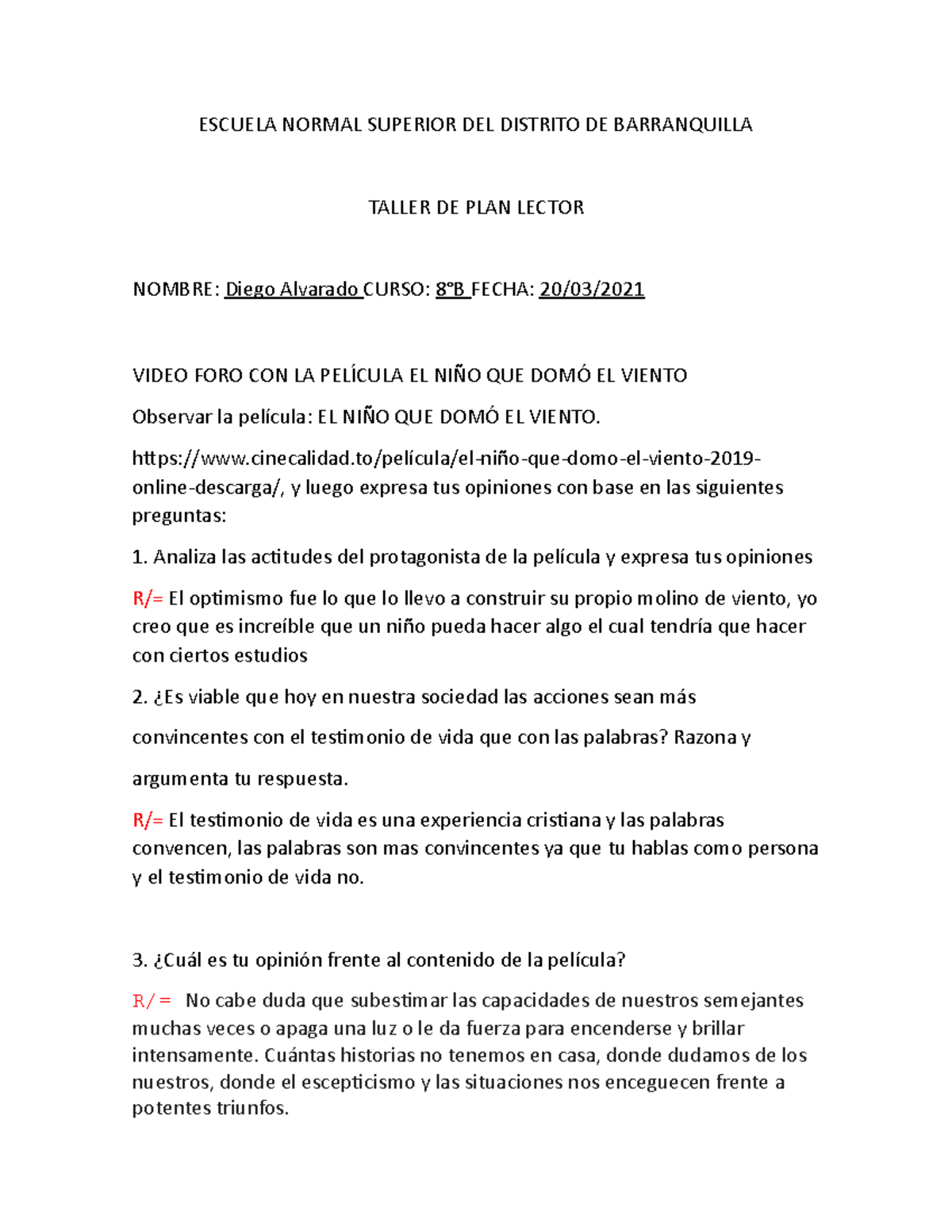 El niño que domo el viento - ESCUELA NORMAL SUPERIOR DEL DISTRITO DE ...