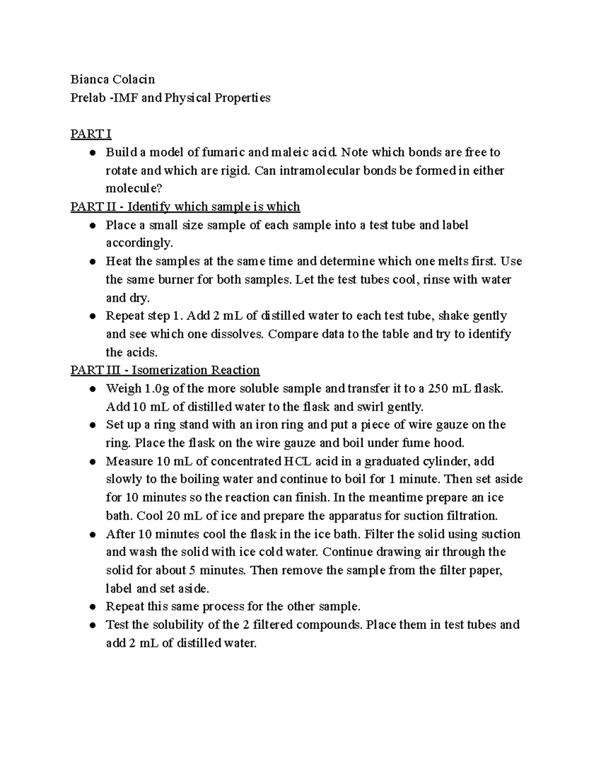 Prelab 11 - report - Bianca Colacin Prelab -IMF and Physical Properties ...