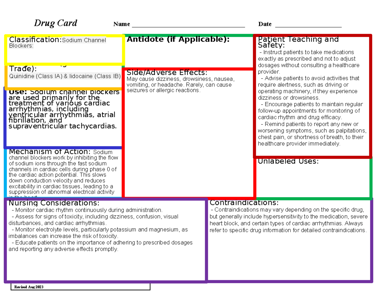 DC module 10 - Drug Card Name __________________________________ Date