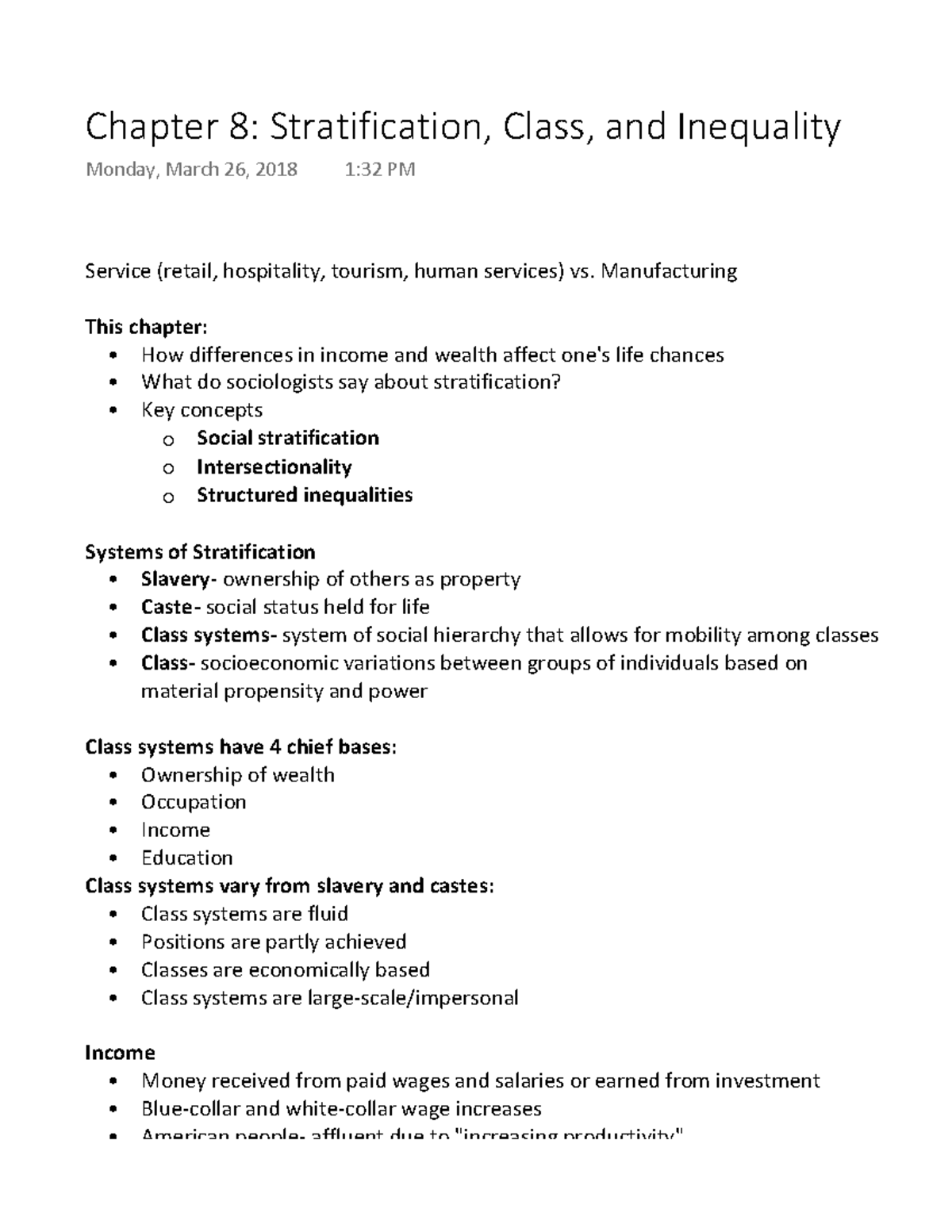 Chapter 8 Stratification, Class, and Inequality - Warning: TT ...
