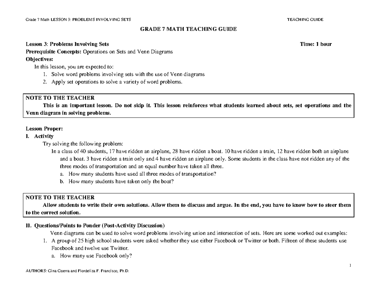 Local media 8221326908513228990 - 1 GRADE 7 MATH TEACHING GUIDE Lesson ...