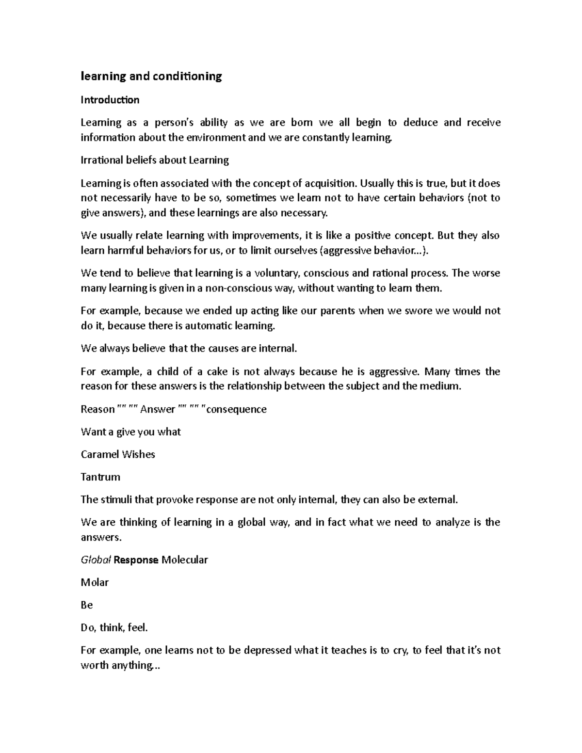 Learning and conditioning - learning and conditioning Introduction ...
