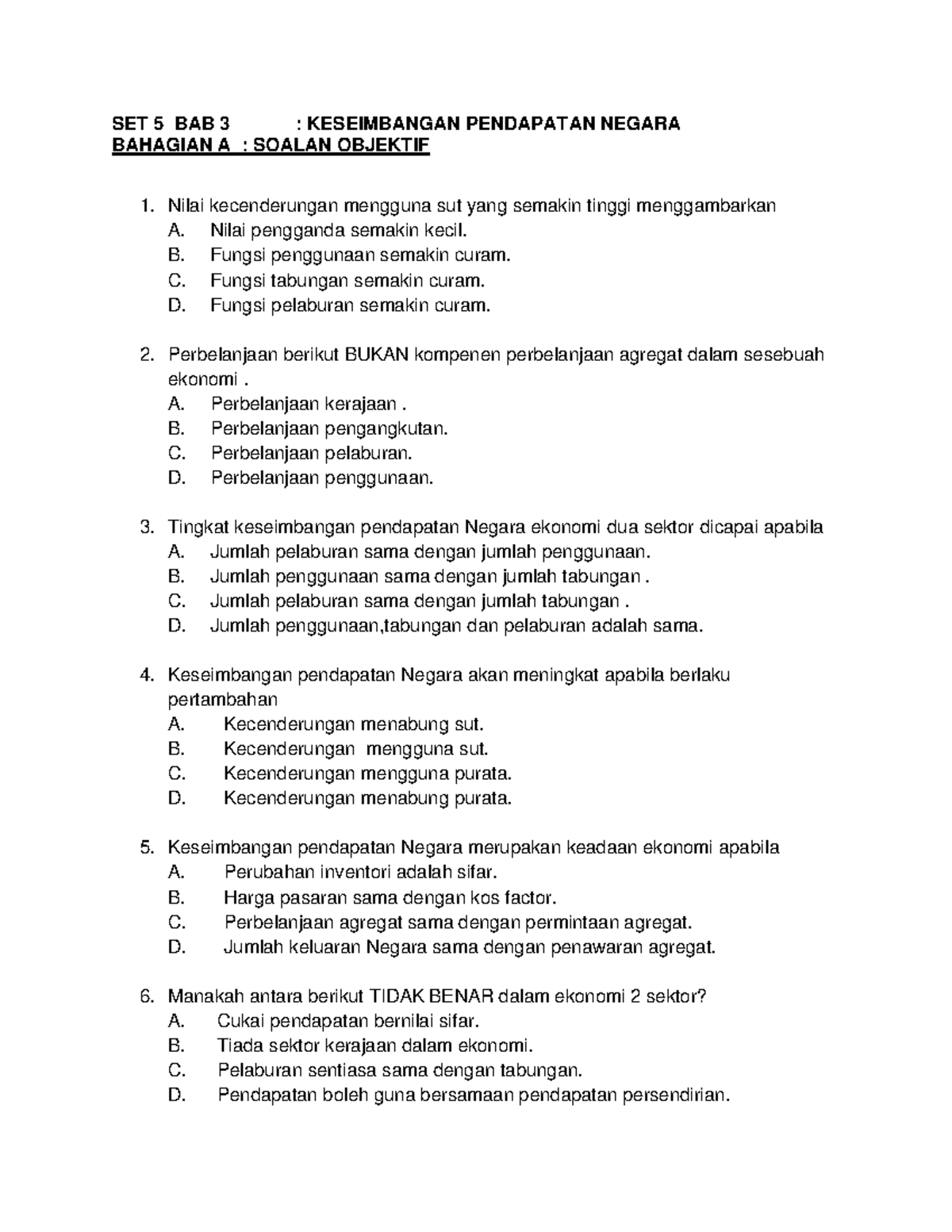 Soalan SET 5 2021 - tutorial work - SET 5 BAB 3 : KESEIMBANGAN ...