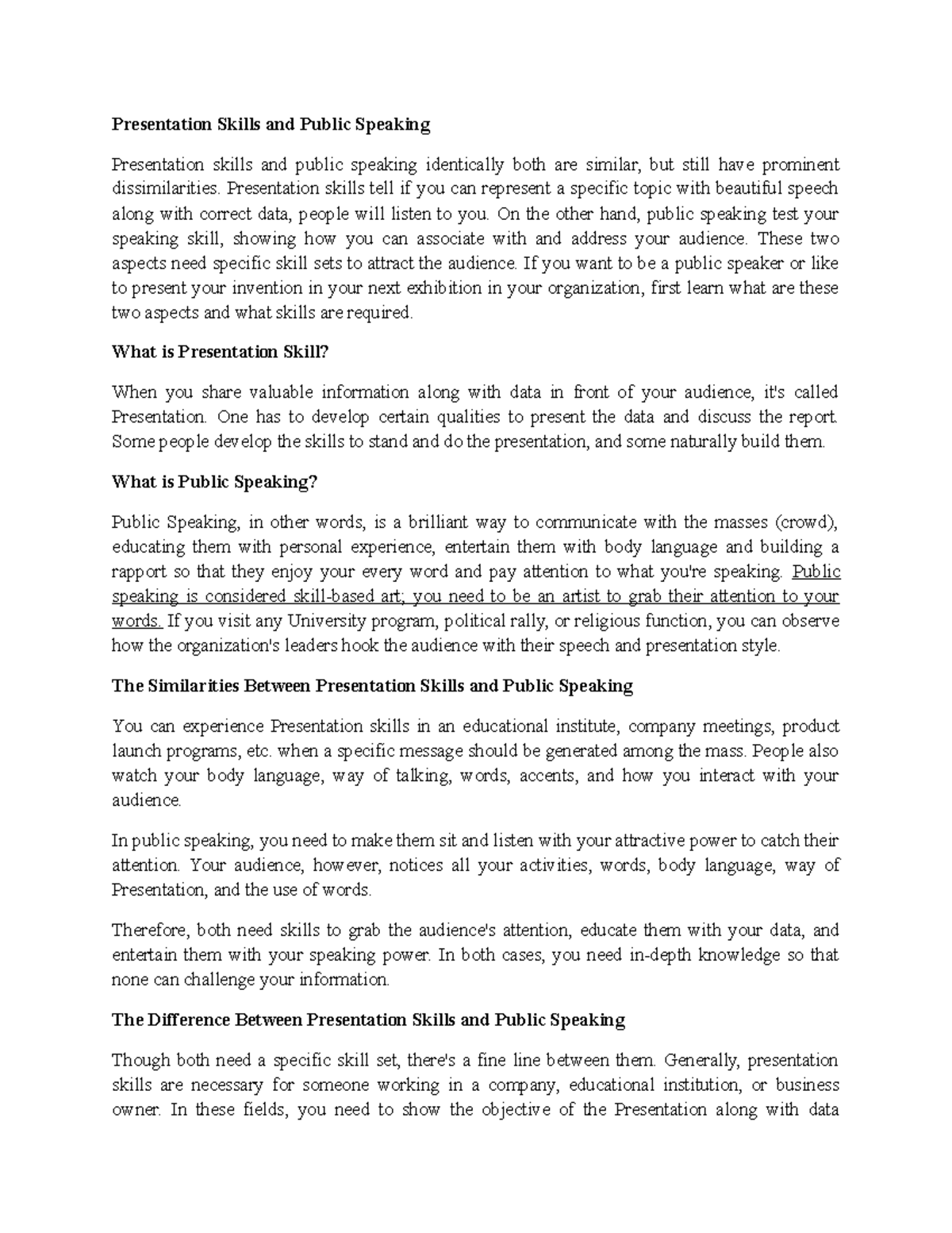 Presentation Skills and Public Speaking - Presentation Skills and ...