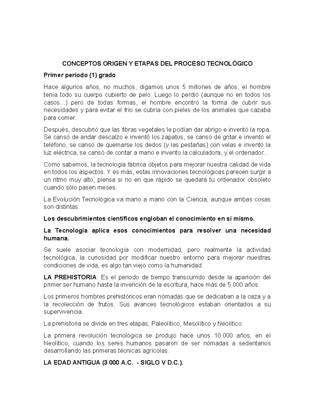 Conceptos Origen Y Etapas DEL Proceso Tecnológico Resumen 3 - CONCEPTOS ORIGEN Y ETAPAS DEL ...