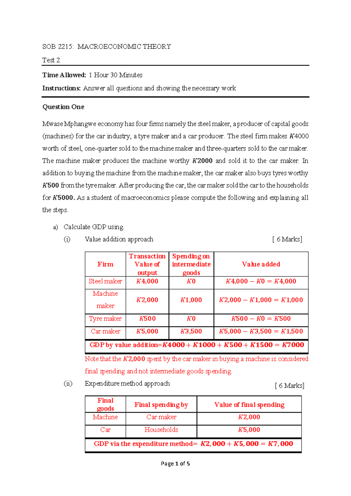 Test 2-SOB 2215 08052023 - SOB 2215: MACROECONOMIC THEORY Test 2 Time ...
