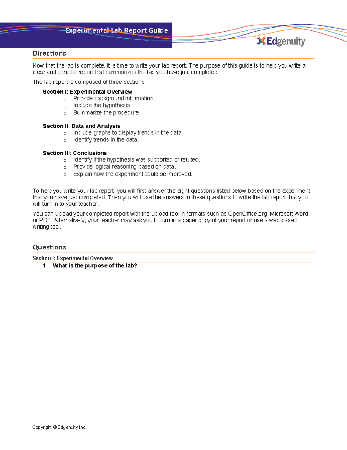 Experimental Lab Report Guide - Experimental Lab Report Guide ...