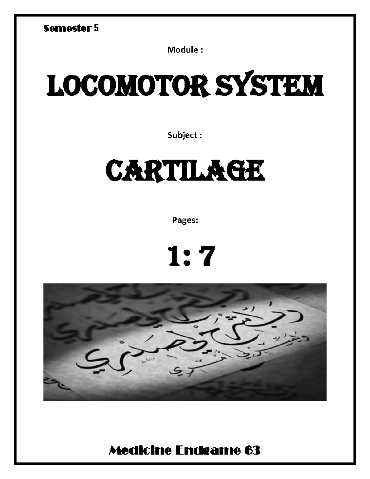 Cartilage 1-7 - Pathology - Module : Locomotor system Subject ...