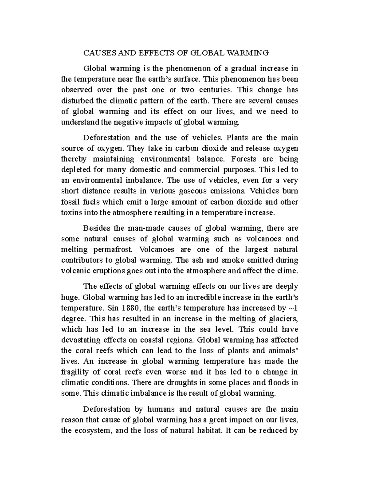 Causes AND Effects OF Global Warming - CAUSES AND EFFECTS OF GLOBAL ...