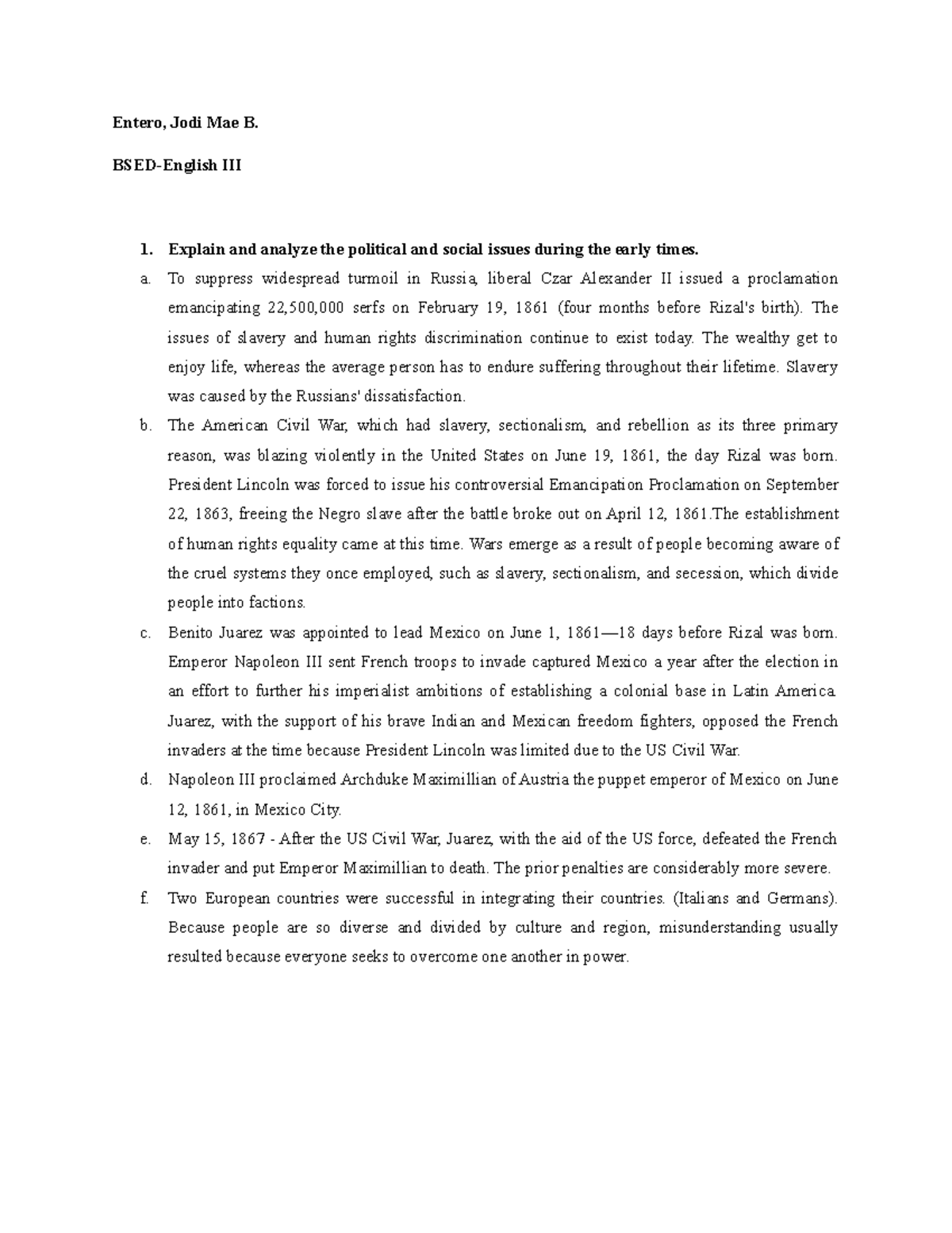 First Activity - Social Graces and Ethics - Entero, Jodi Mae B. BSED ...